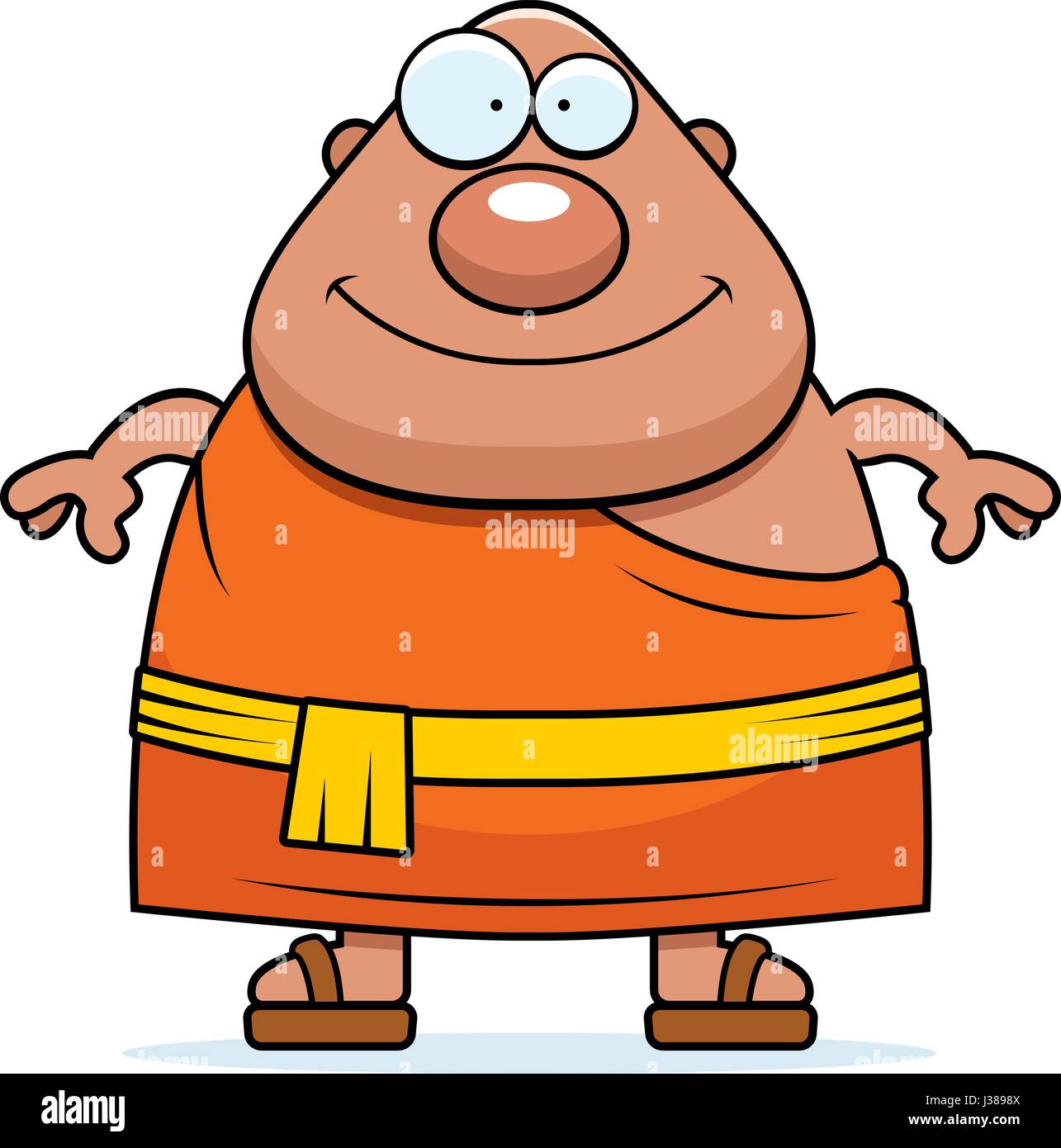 A cartoon illustration of a Buddhist monk looking happy Stock Vector ...