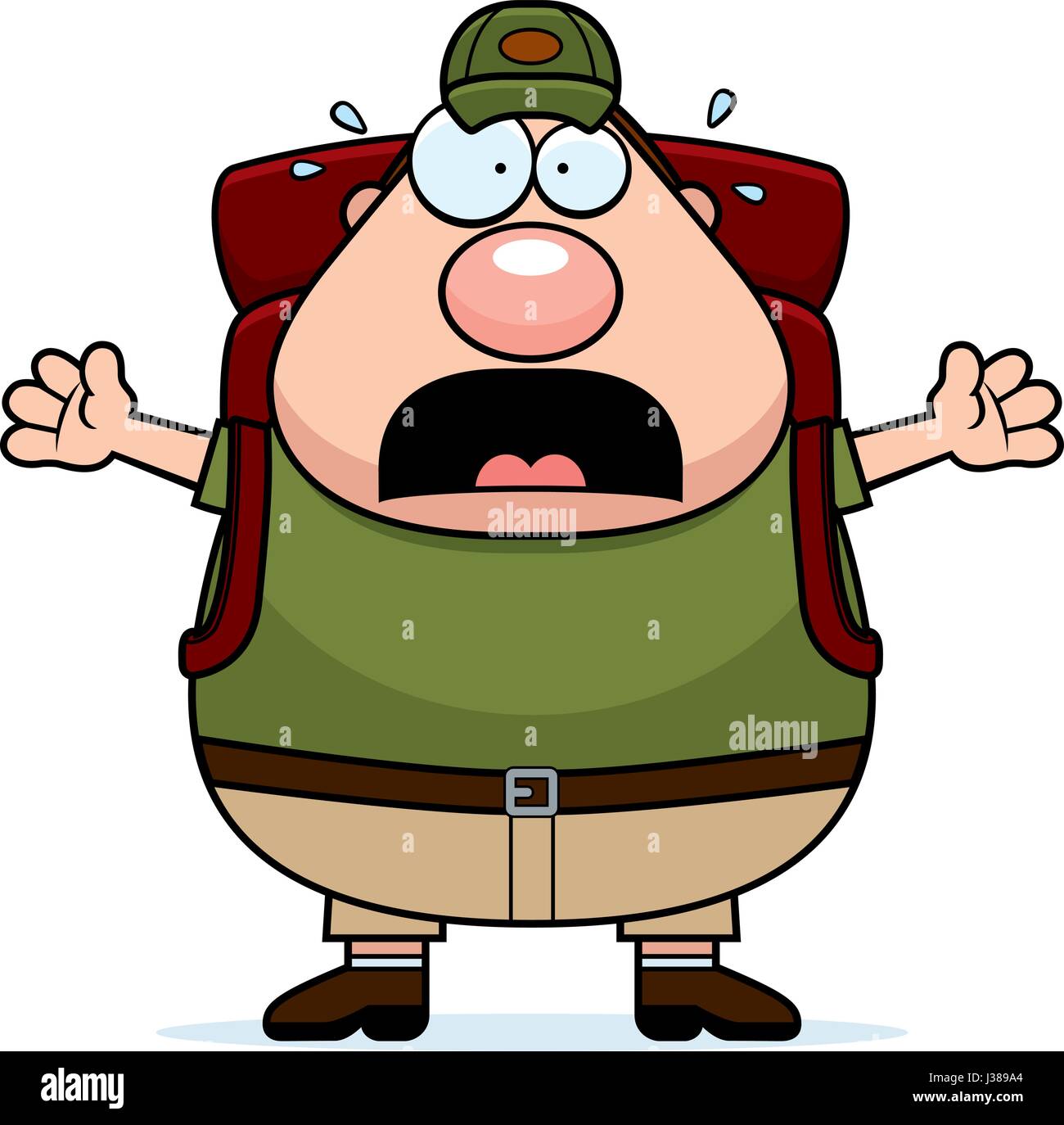 A cartoon illustration of a hiker looking scared Stock Vector Image ...