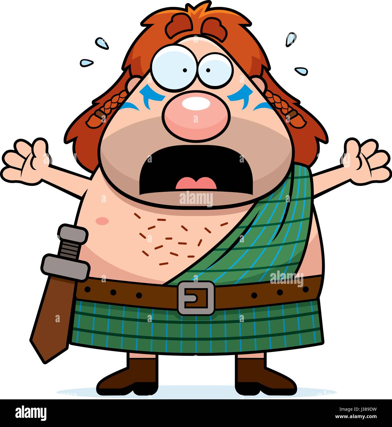 A cartoon illustration of a Celtic warrior looking scared Stock Vector ...