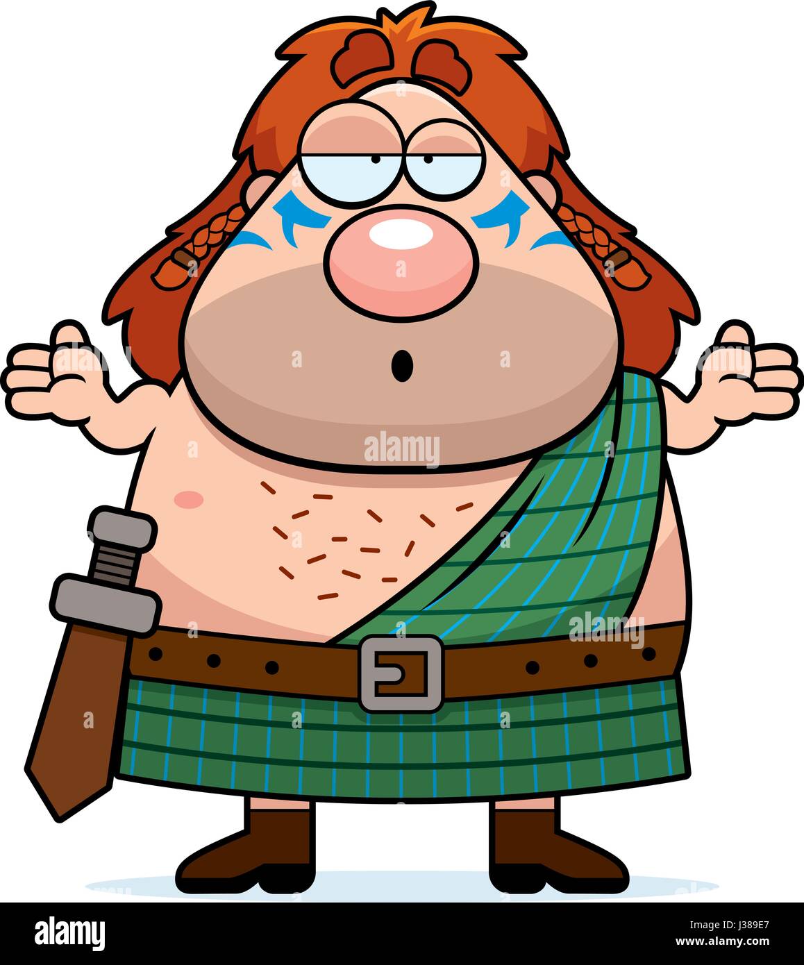 A cartoon illustration of a Celtic warrior looking confused Stock ...