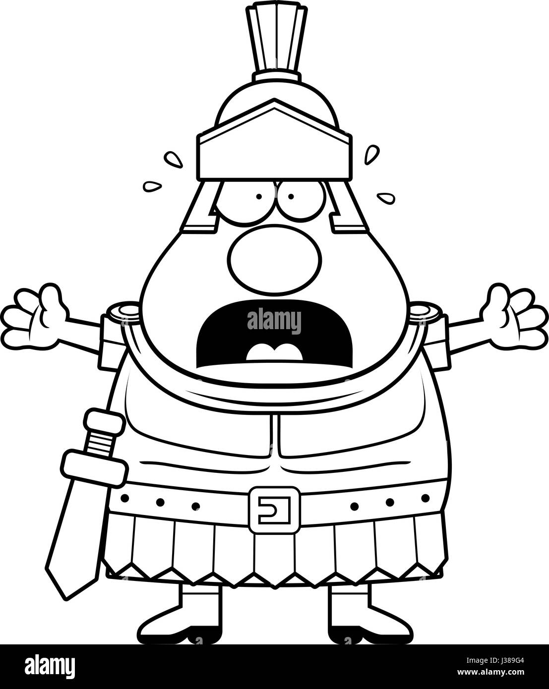 A cartoon illustration of a Roman Centurion looking scared Stock Vector ...