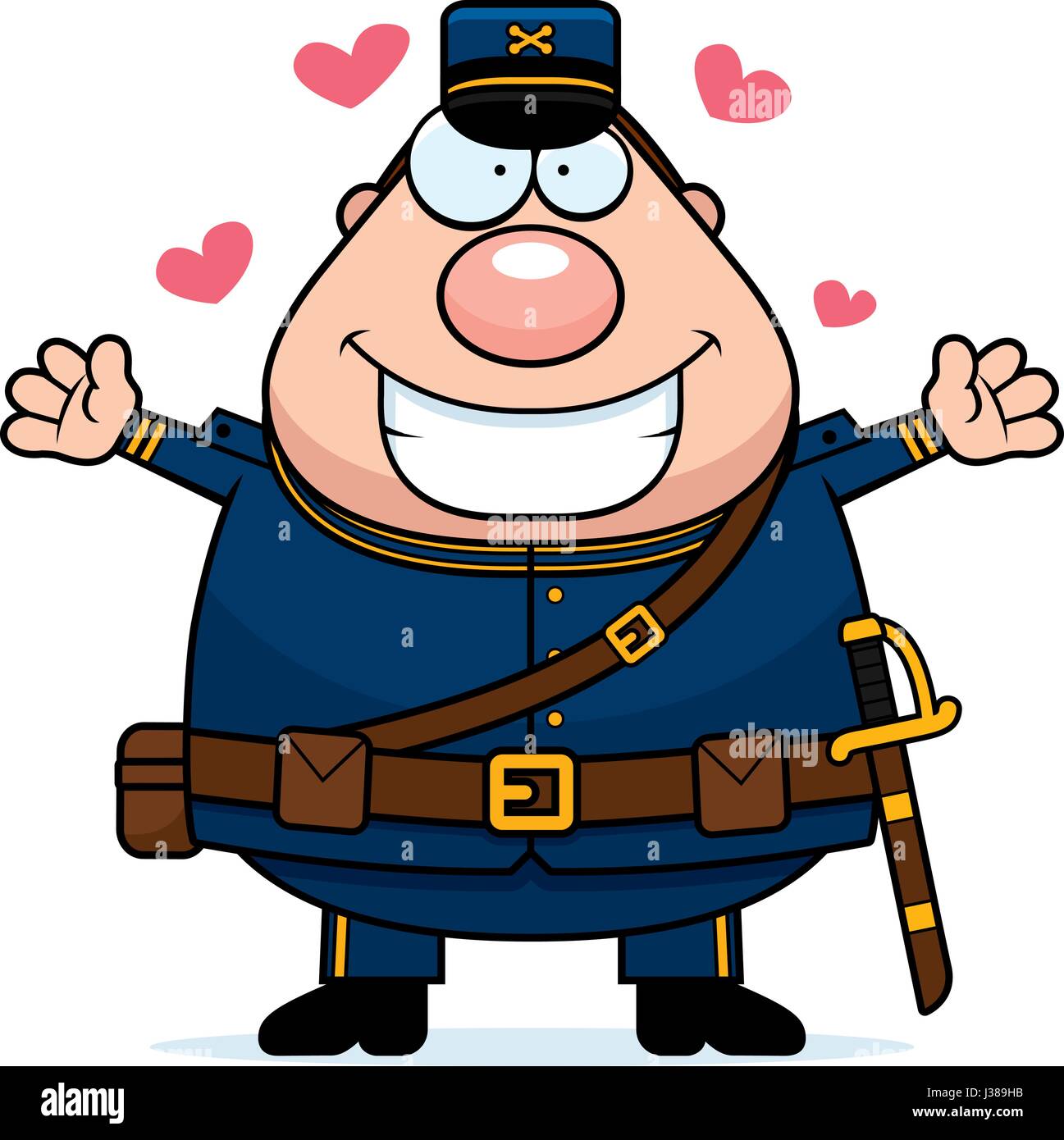 A cartoon illustration of a Civil War Union soldier ready to give a hug ...