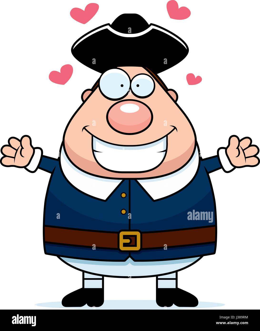 A cartoon illustration of a colonial man ready to give a hug Stock ...