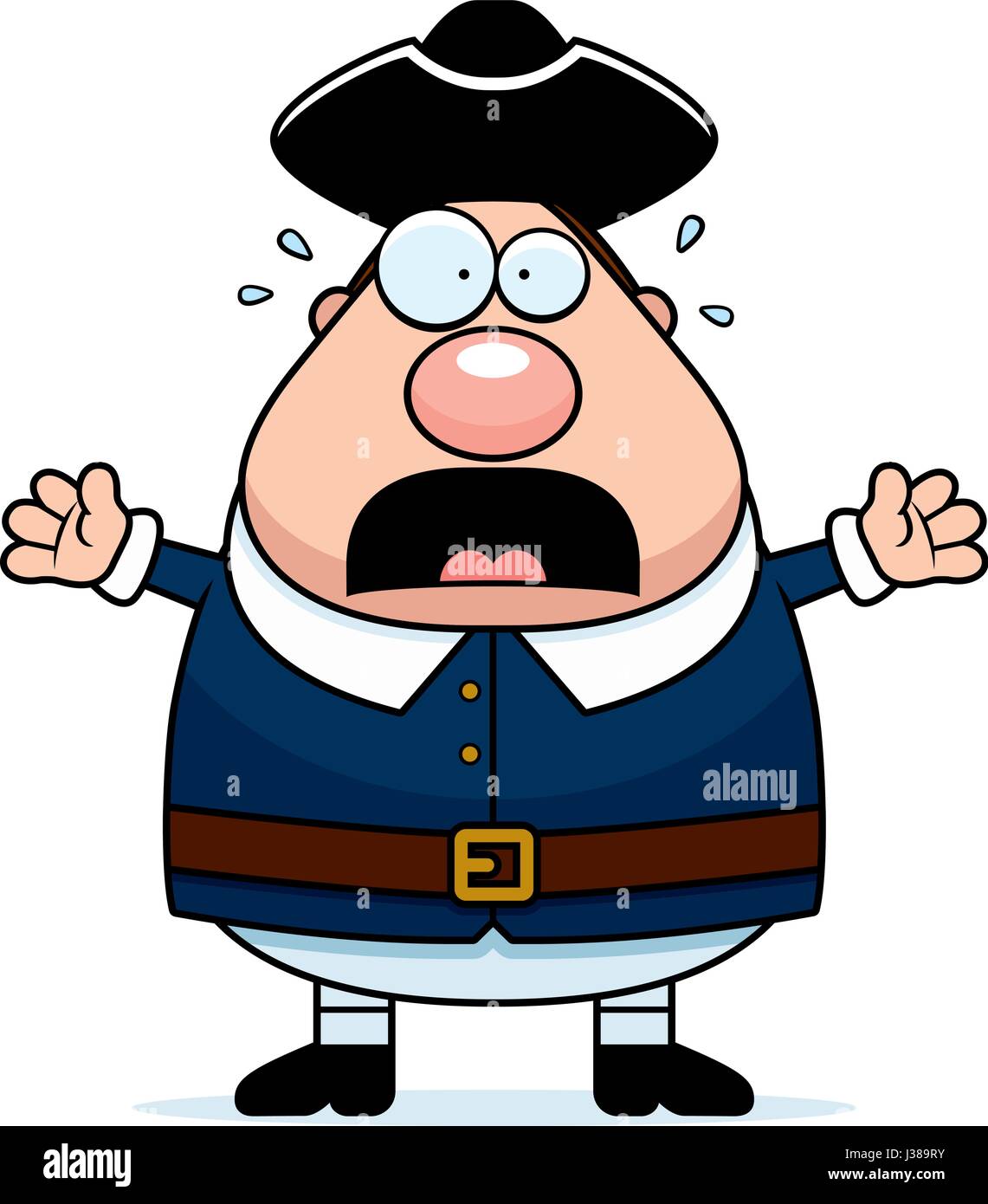 A cartoon illustration of a colonial man looking scared Stock Vector ...