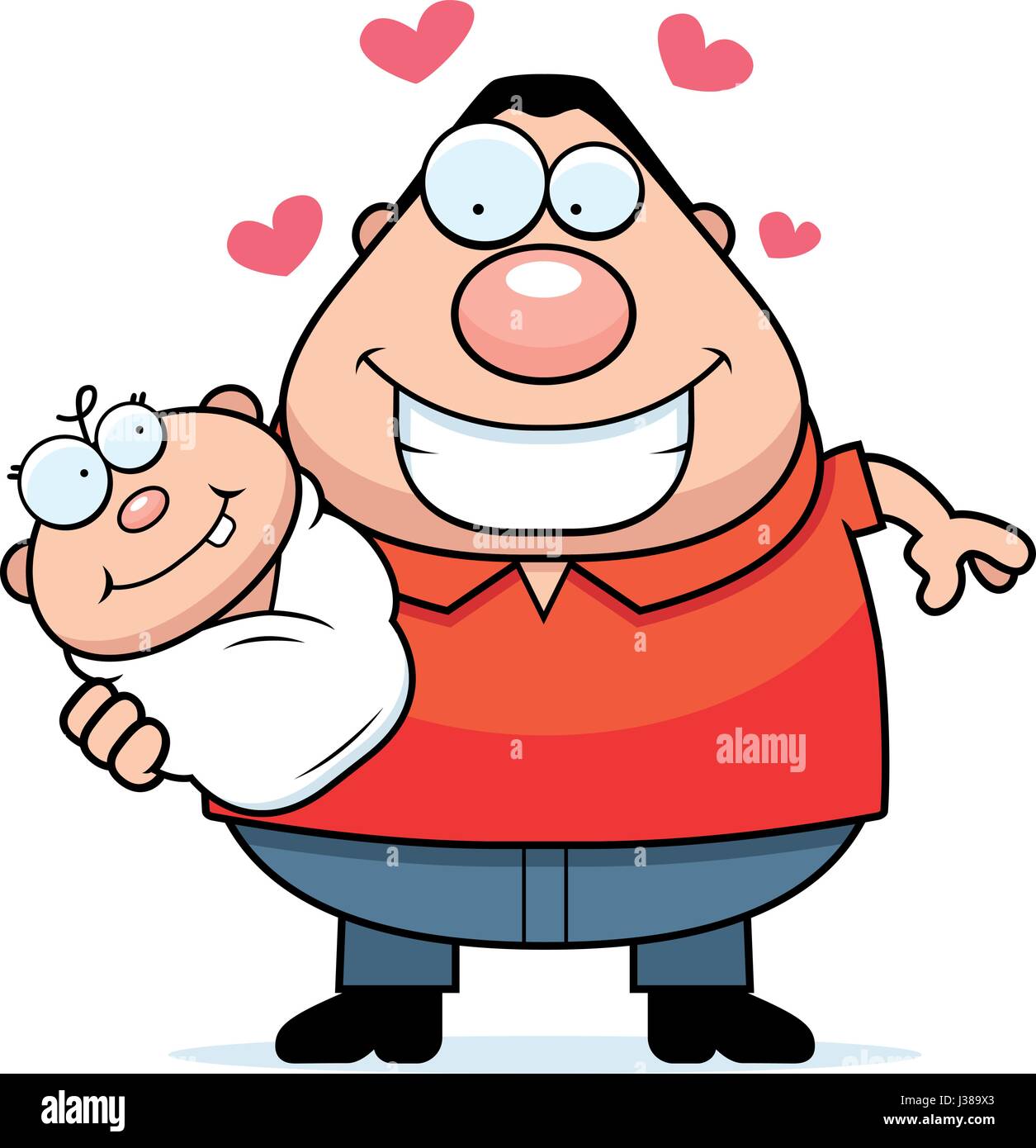 A cartoon illustration of a dad loving a baby Stock Vector Image & Art ...