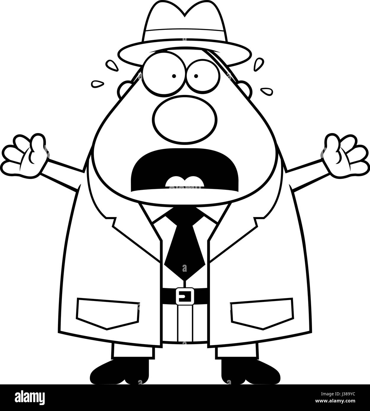 A cartoon illustration of a detective looking scared Stock Vector Image ...