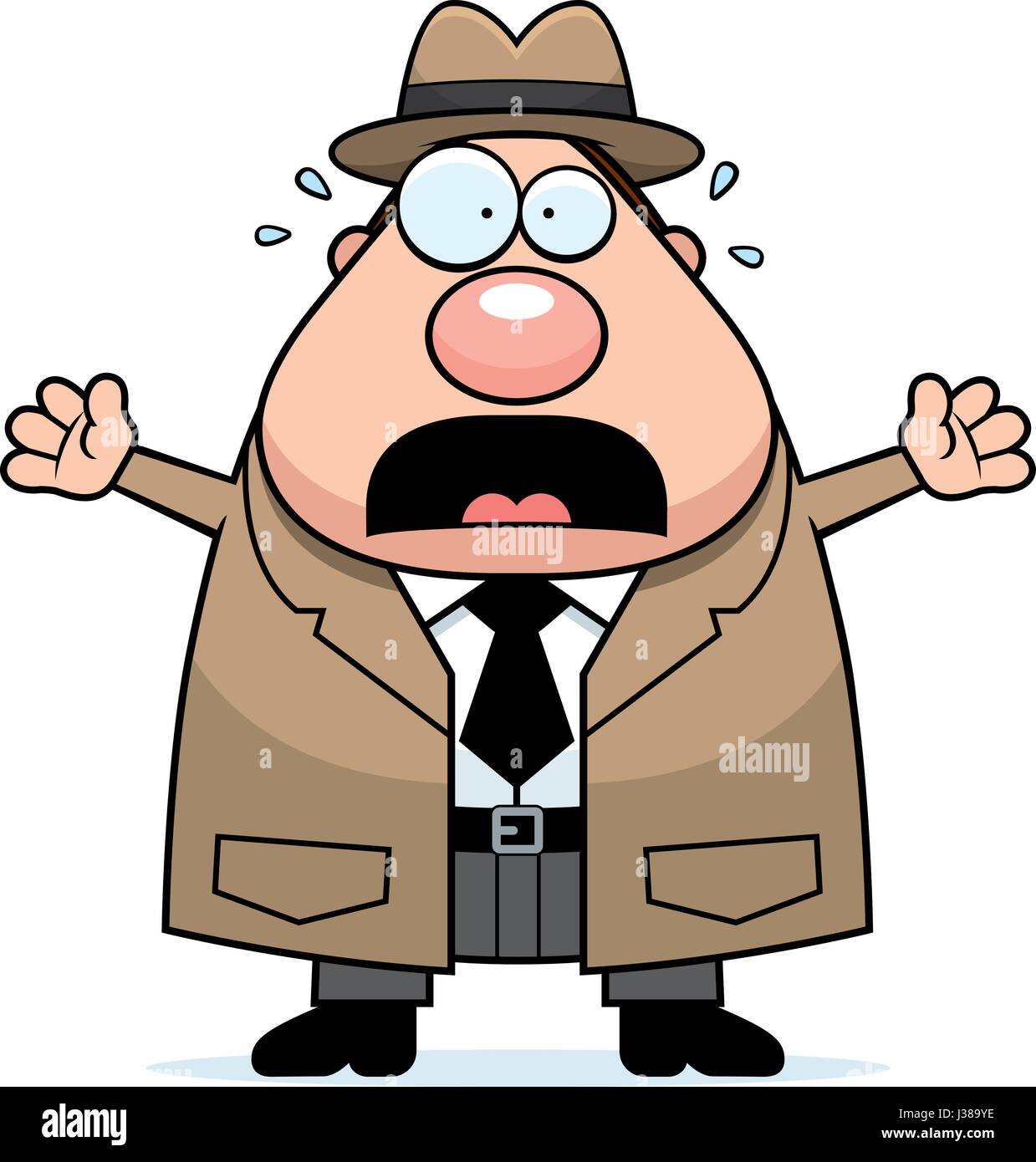 A cartoon illustration of a detective looking scared Stock Vector Image ...
