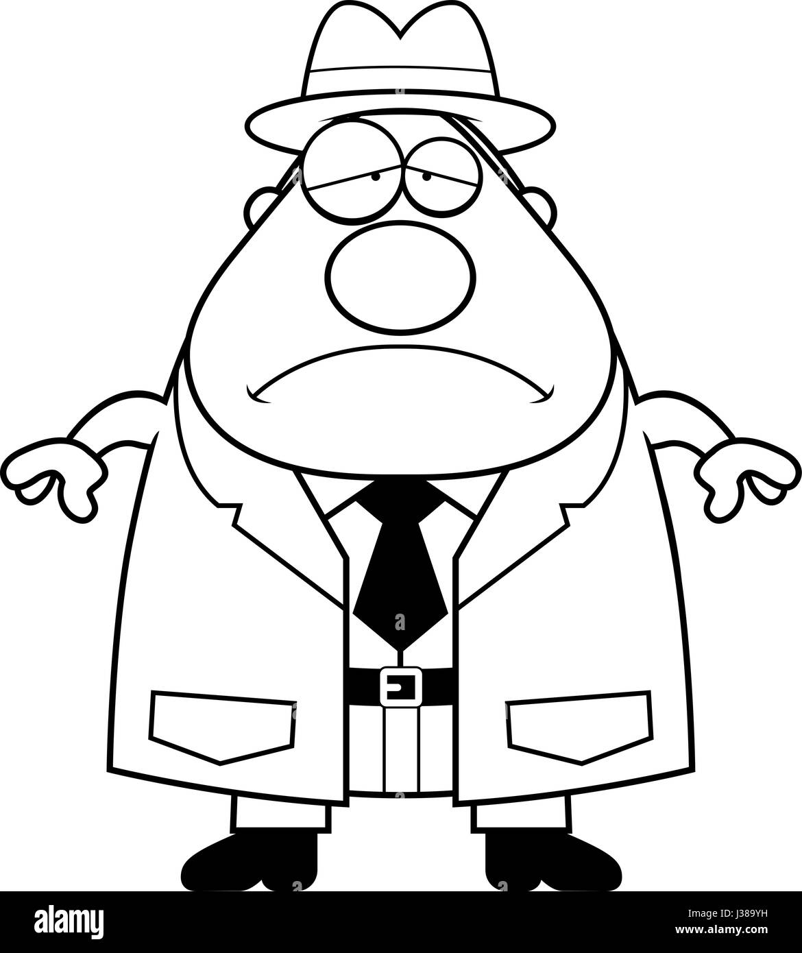 A cartoon illustration of a detective looking sad Stock Vector Image ...