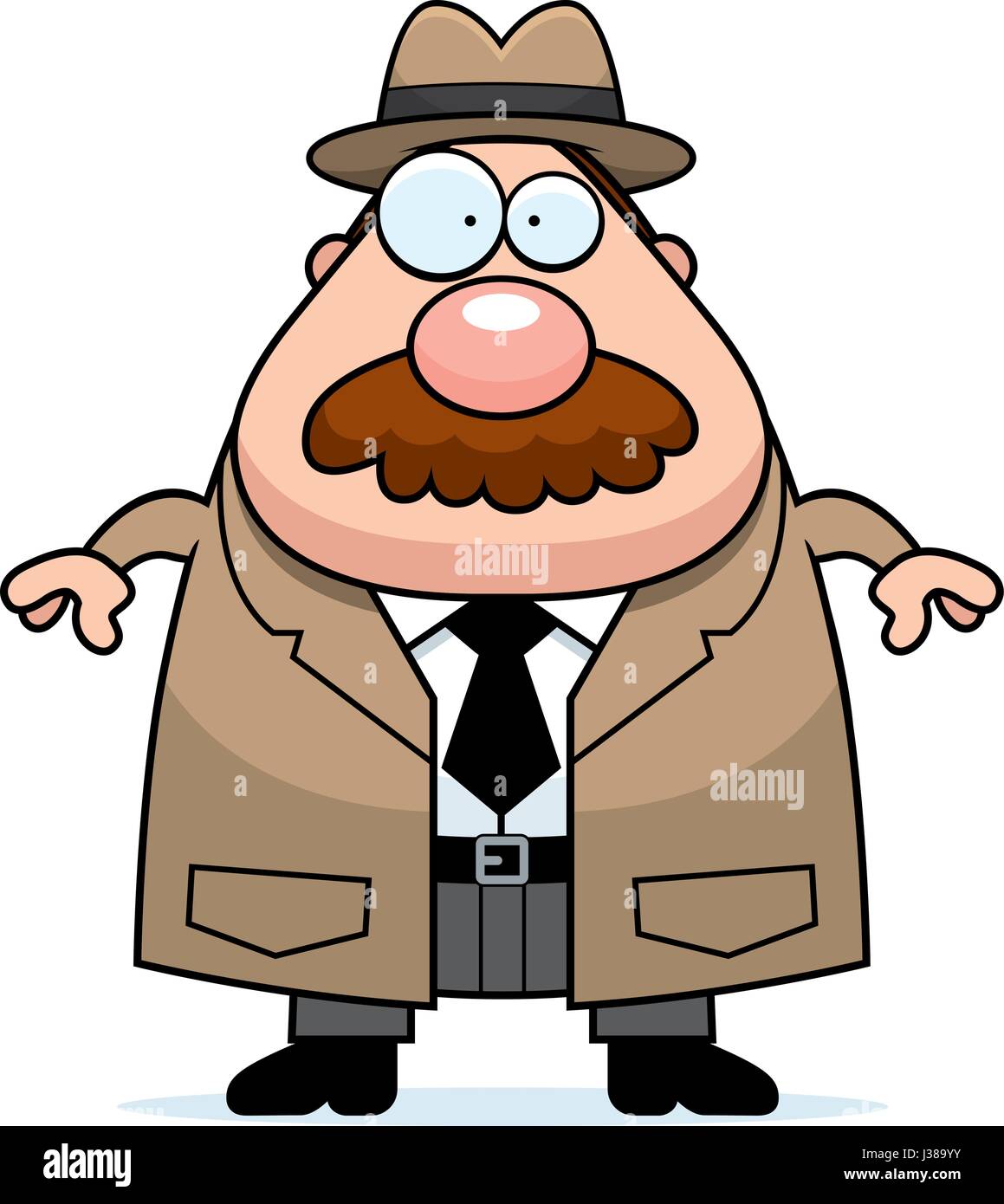 A cartoon illustration of a detective with a mustache Stock Vector ...