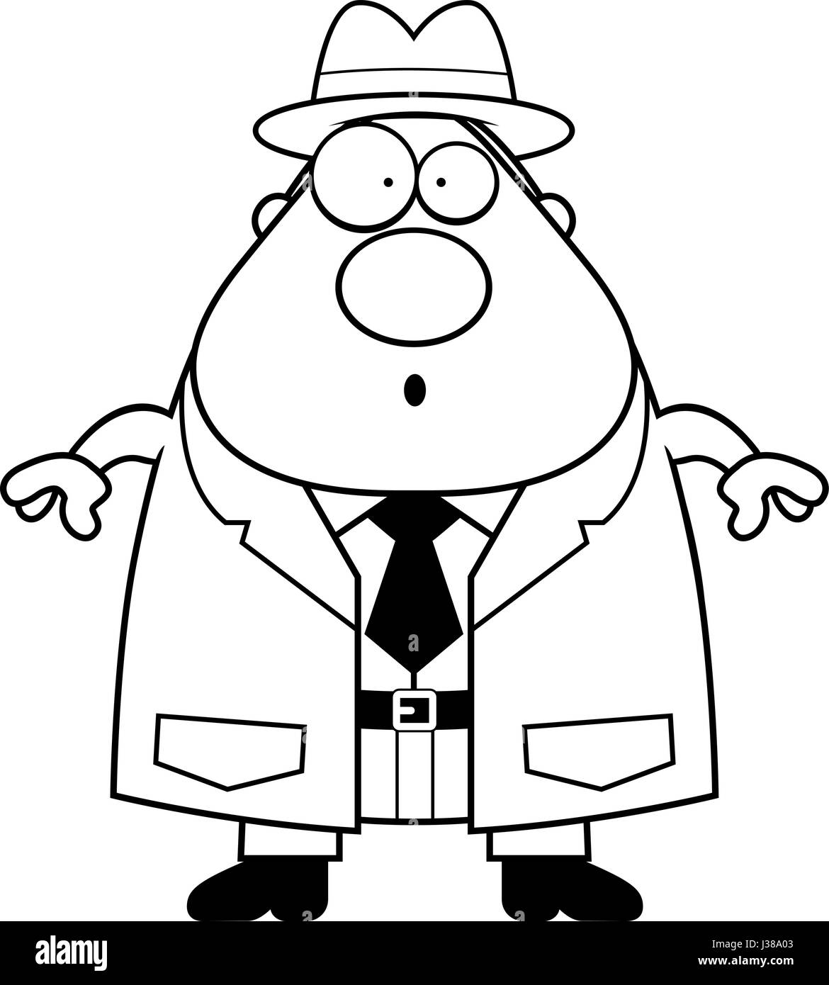 A cartoon illustration of a detective looking surprised Stock Vector ...