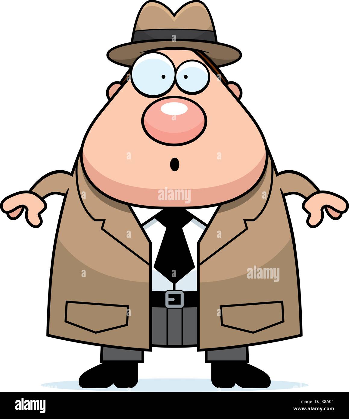 A cartoon illustration of a detective looking surprised Stock Vector ...