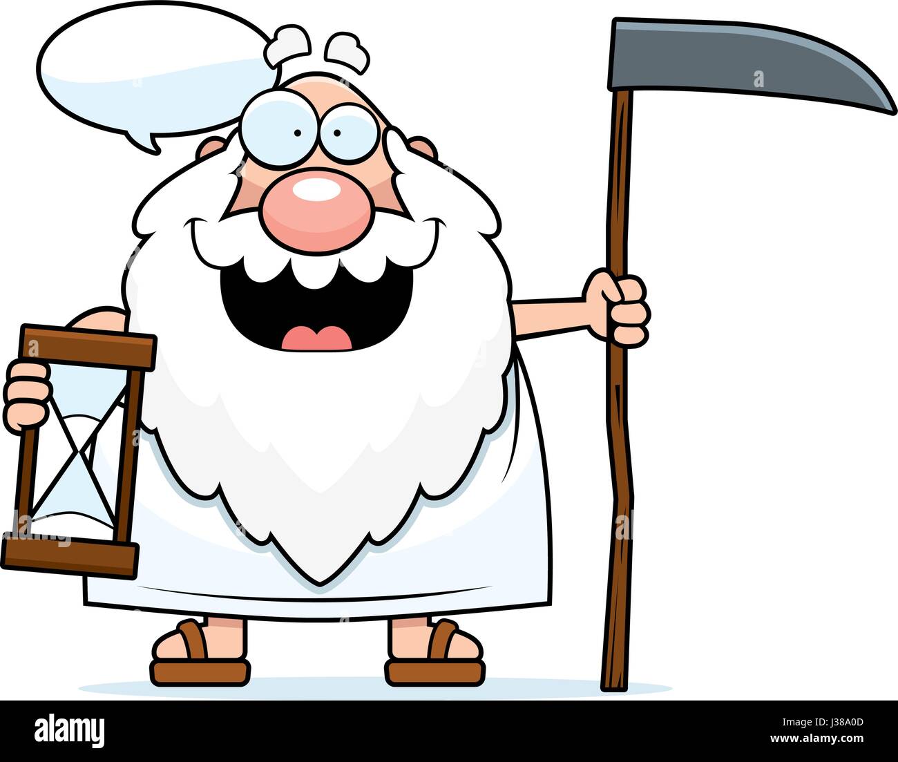 A cartoon illustration of Father Time with an idea Stock Vector Image ...