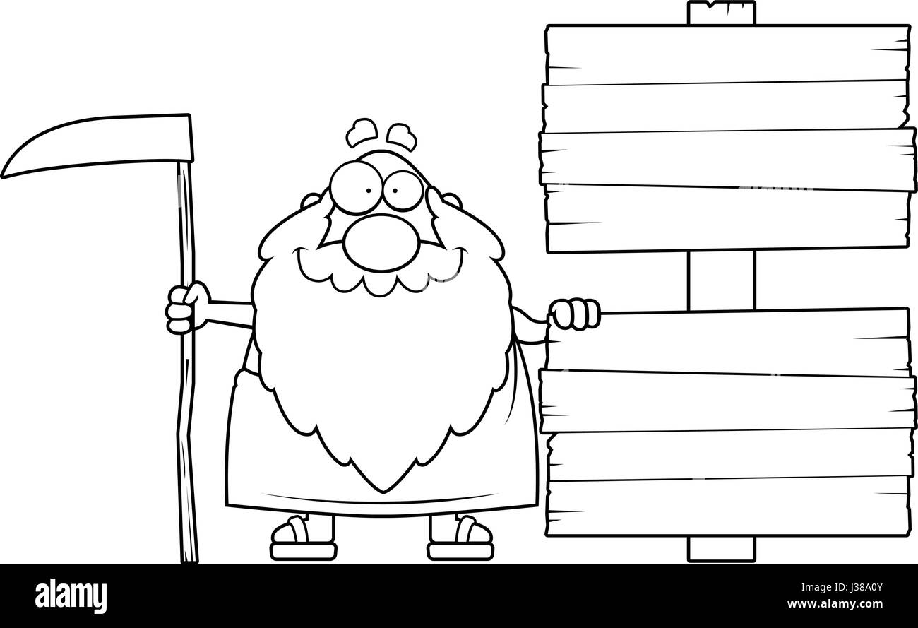 A cartoon illustration of Father Time with a sign Stock Vector Image ...