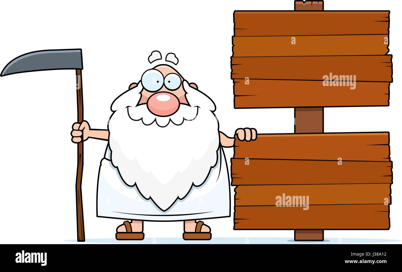 A cartoon illustration of Father Time with a sign Stock Vector Image ...