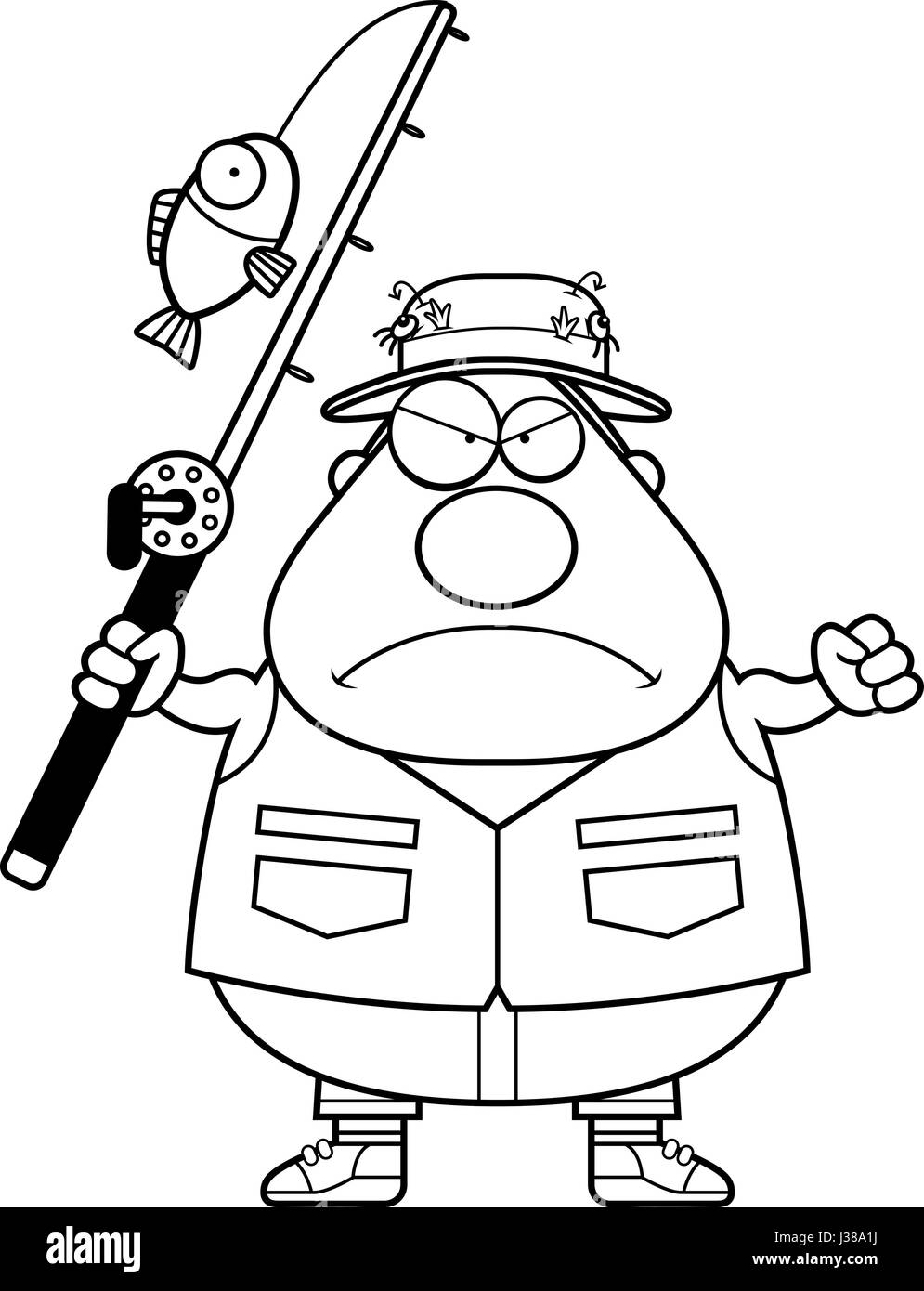 A cartoon illustration of a fisherman looking angry Stock Vector Image ...
