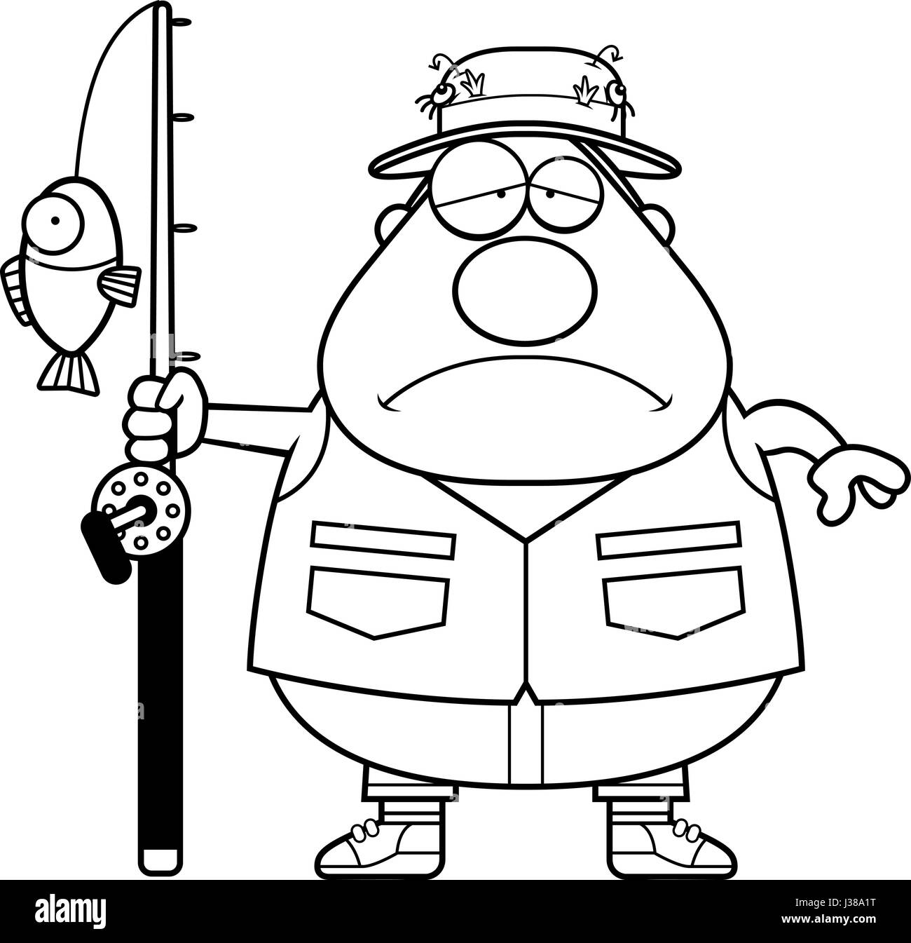 A cartoon illustration of a fisherman looking sad Stock Vector Image ...