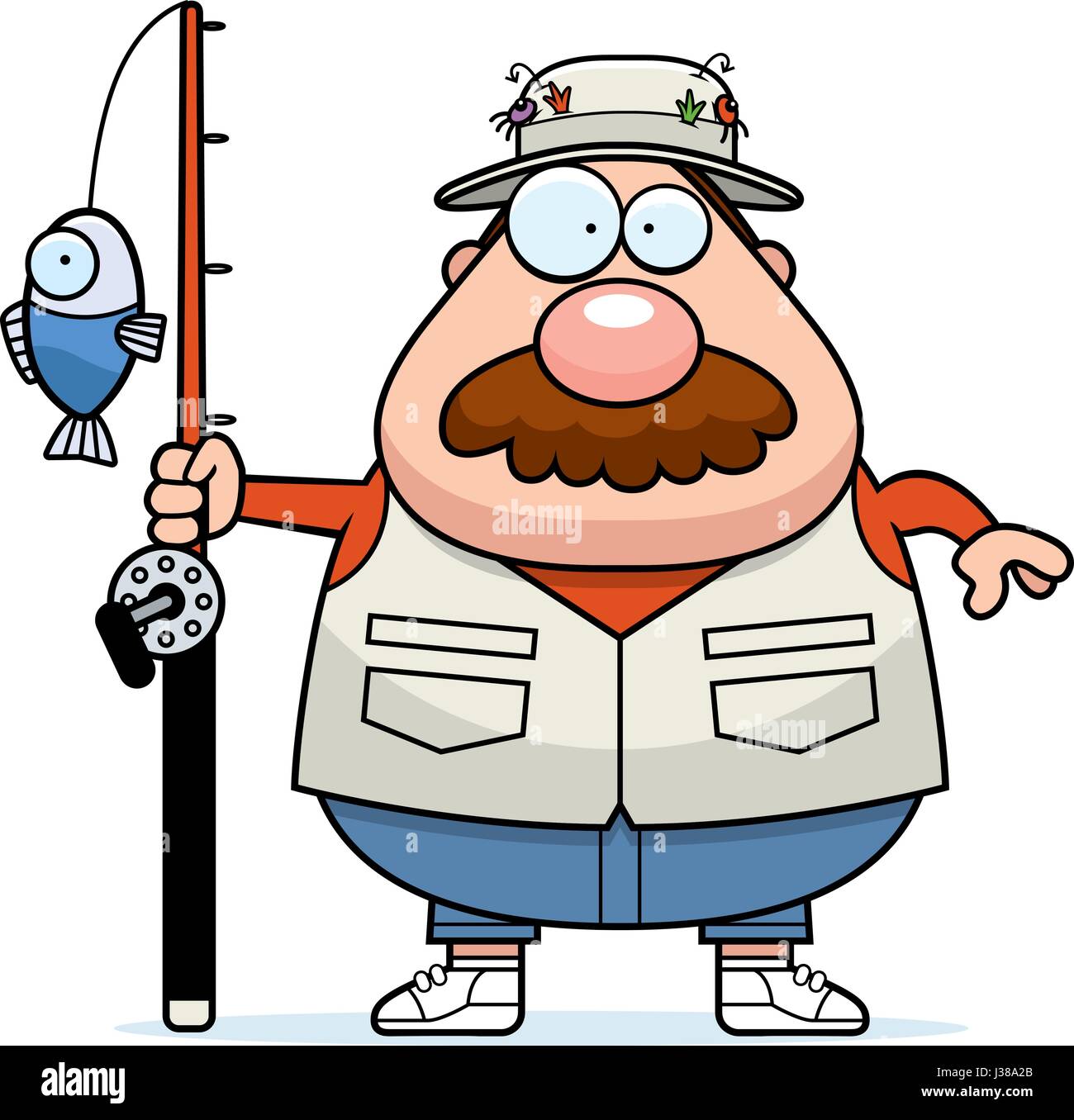 A cartoon illustration of a fisherman with a mustache Stock Vector ...