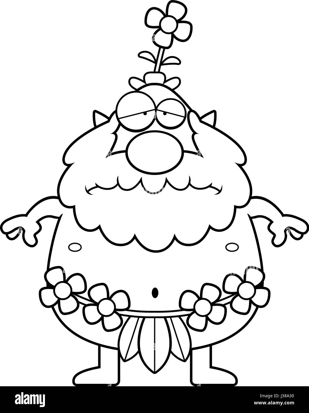 A cartoon illustration of a forest sprite looking sad Stock Vector ...