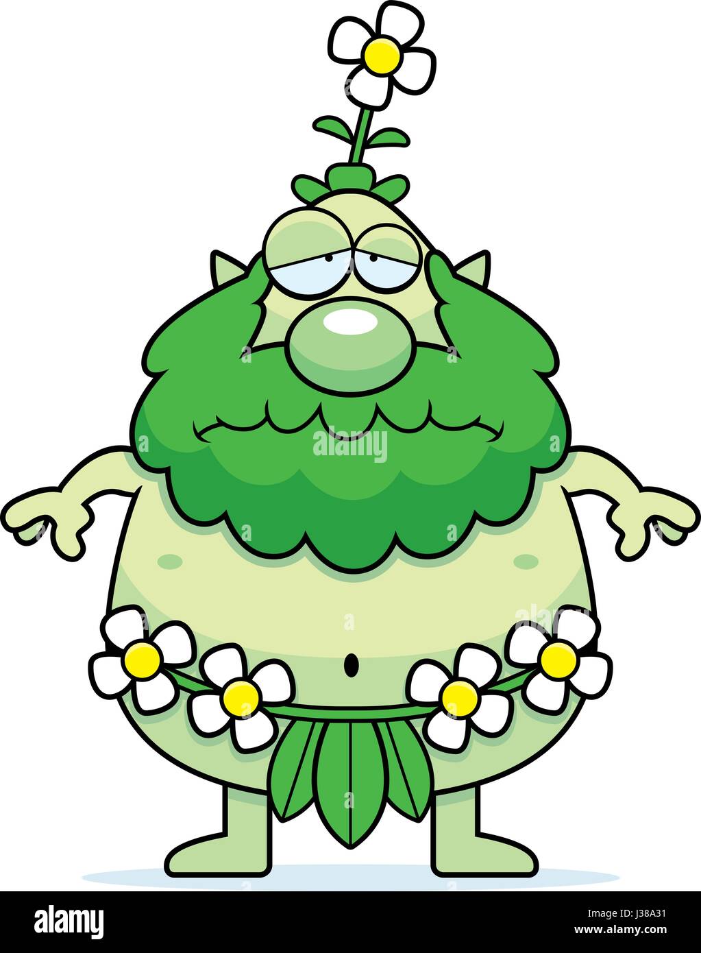 A cartoon illustration of a forest sprite looking sad Stock Vector ...
