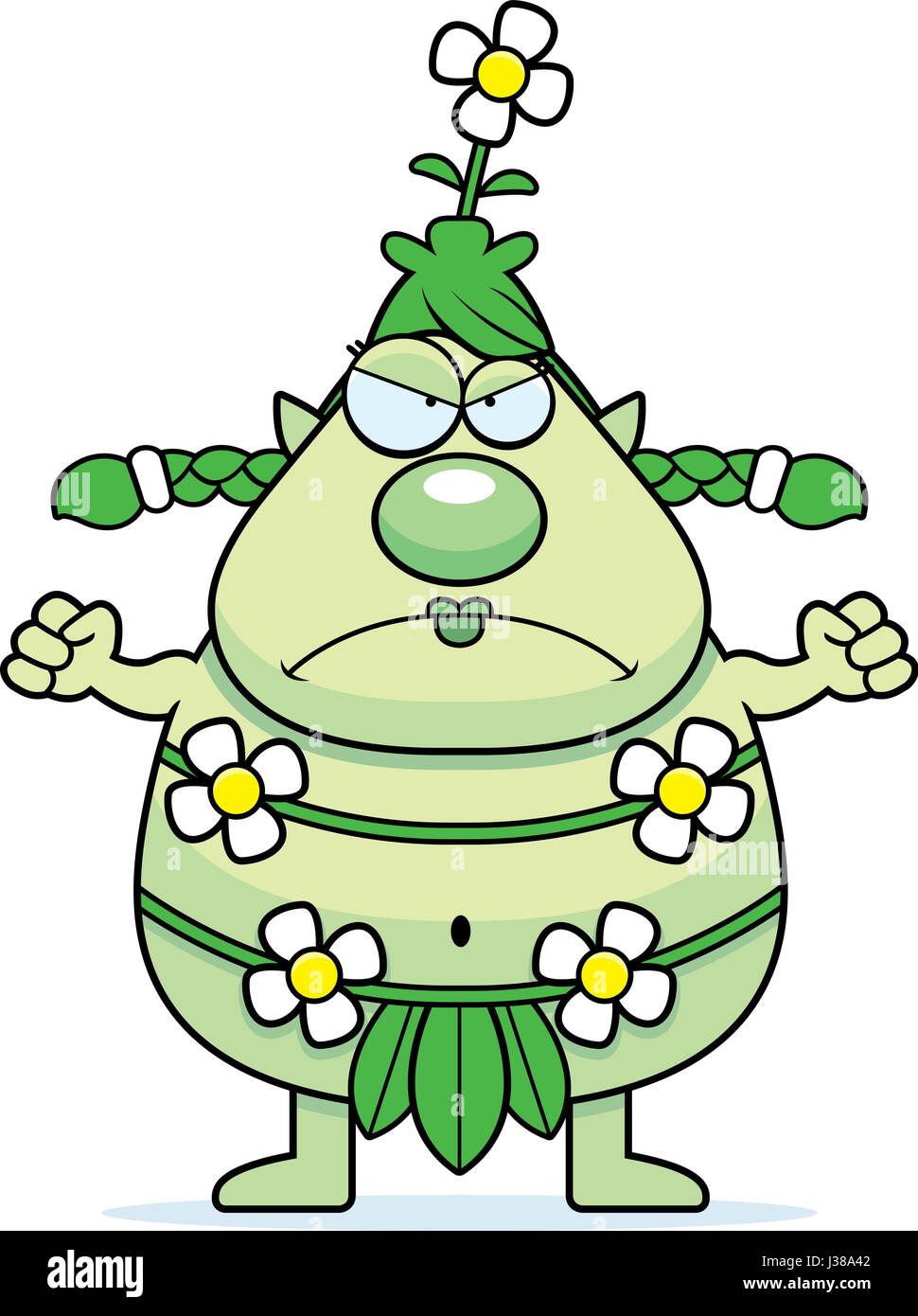 A cartoon illustration of a forest sprite looking angry Stock Vector ...