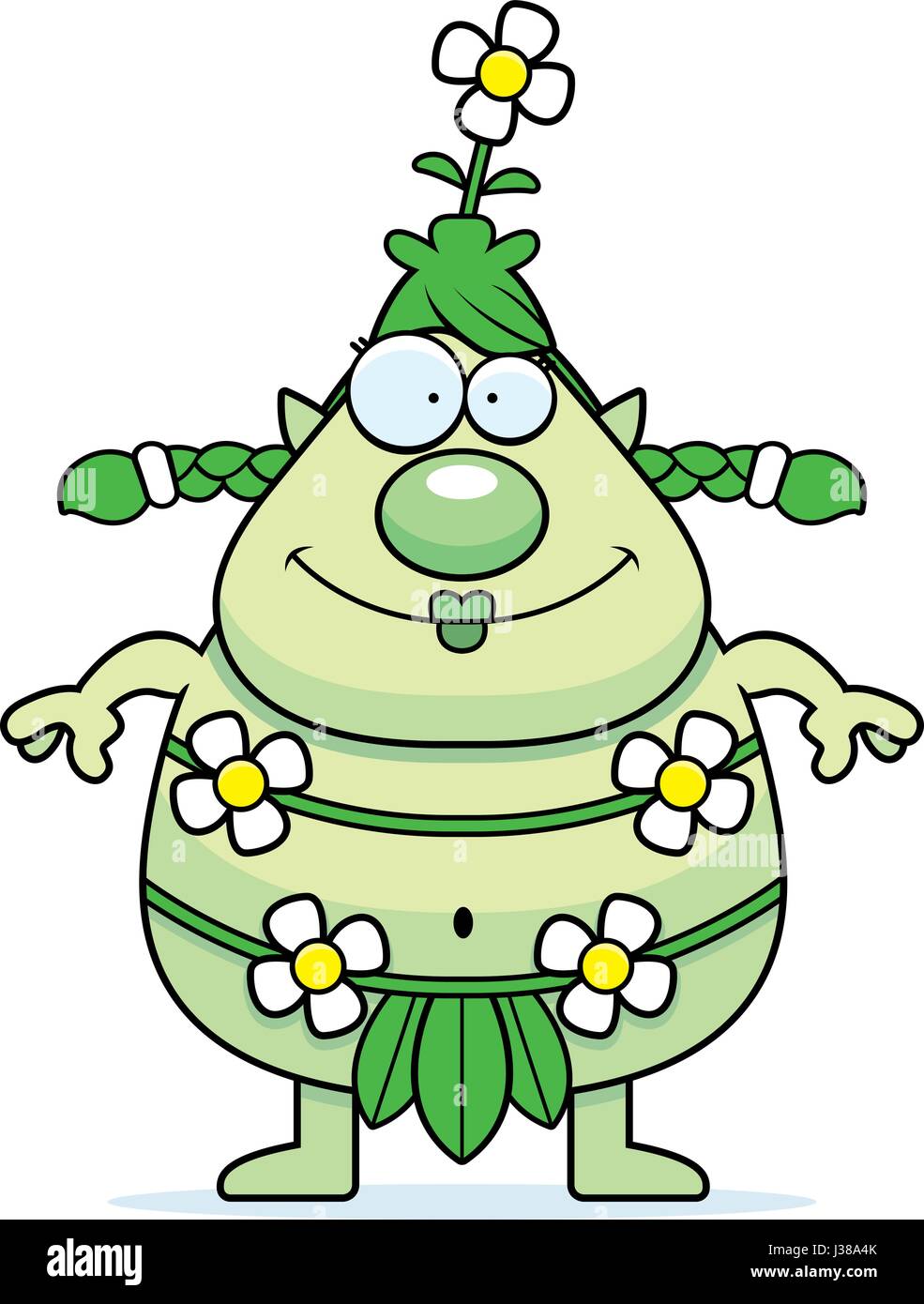 A cartoon illustration of a forest sprite looking happy Stock Vector ...