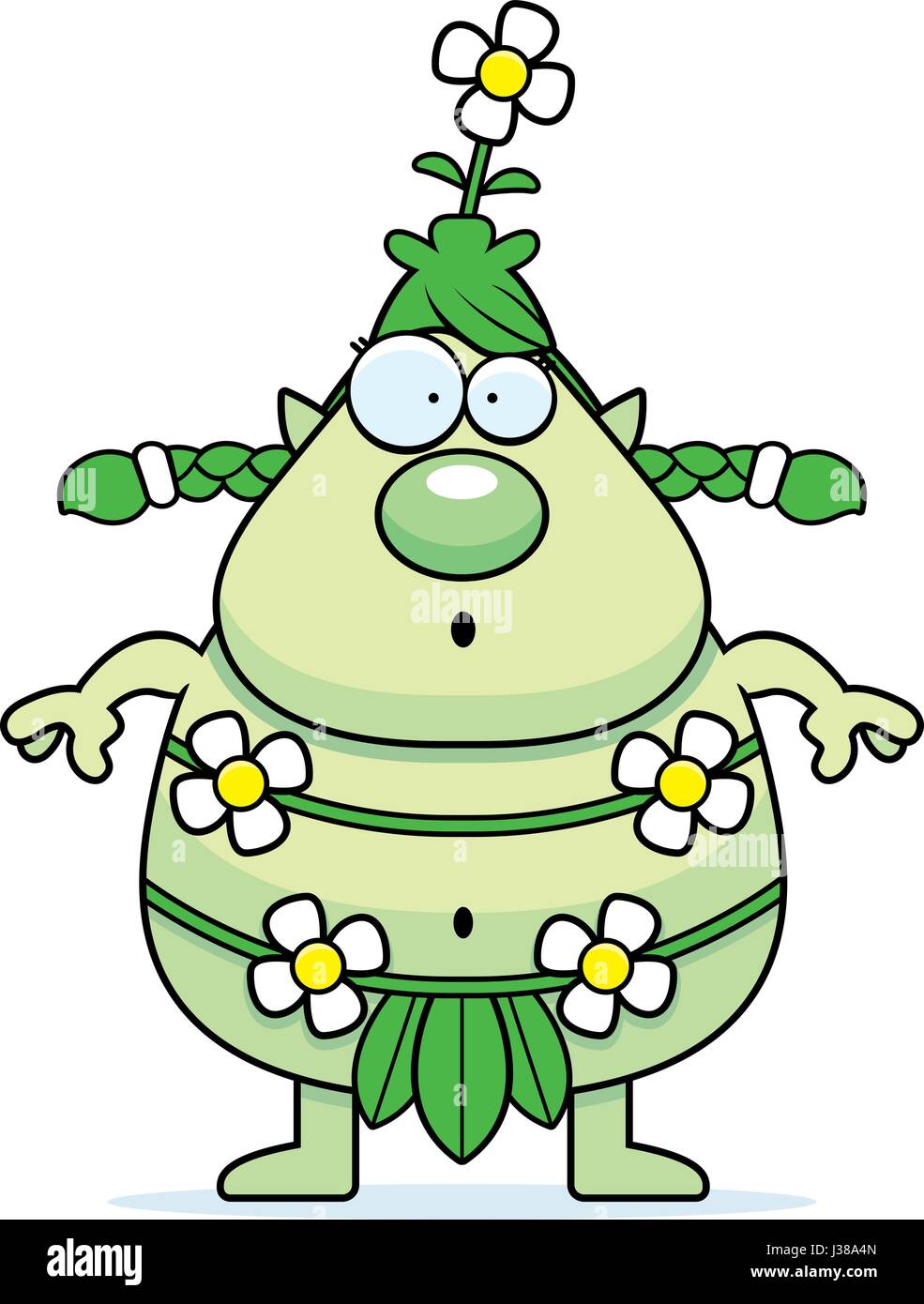 A cartoon illustration of a forest sprite looking surprised Stock ...