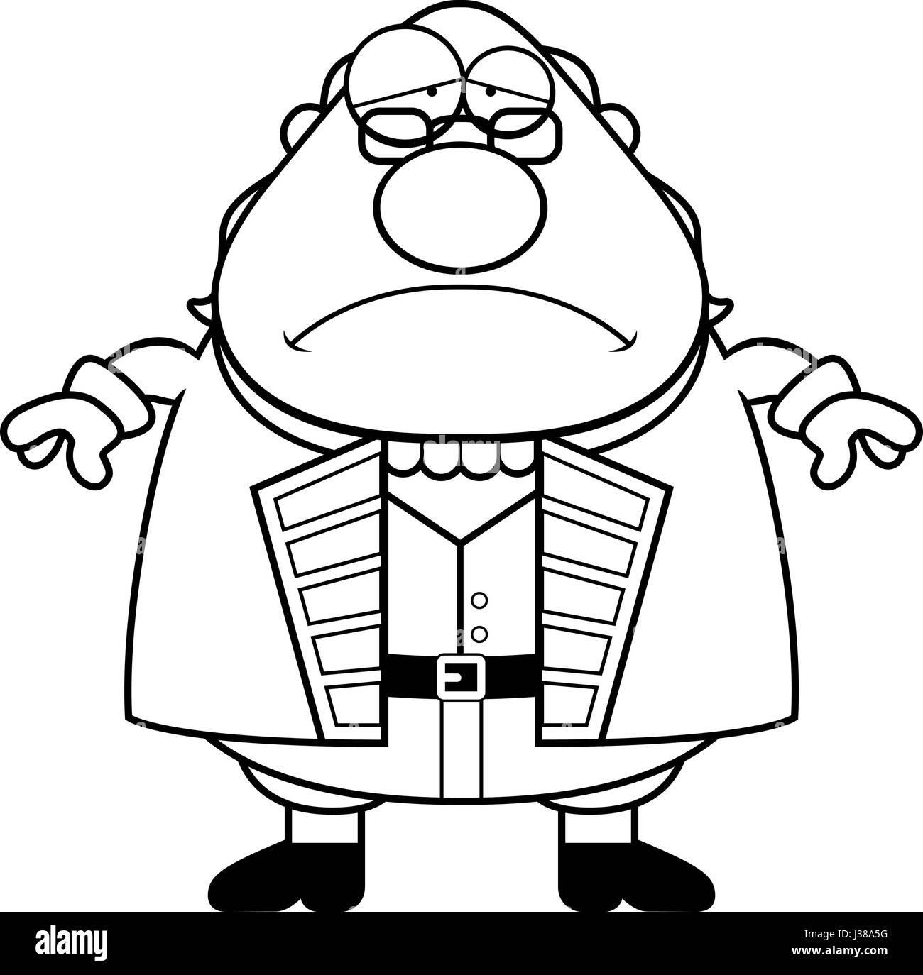 A cartoon illustration of Ben Franklin looking sad Stock Vector Image ...