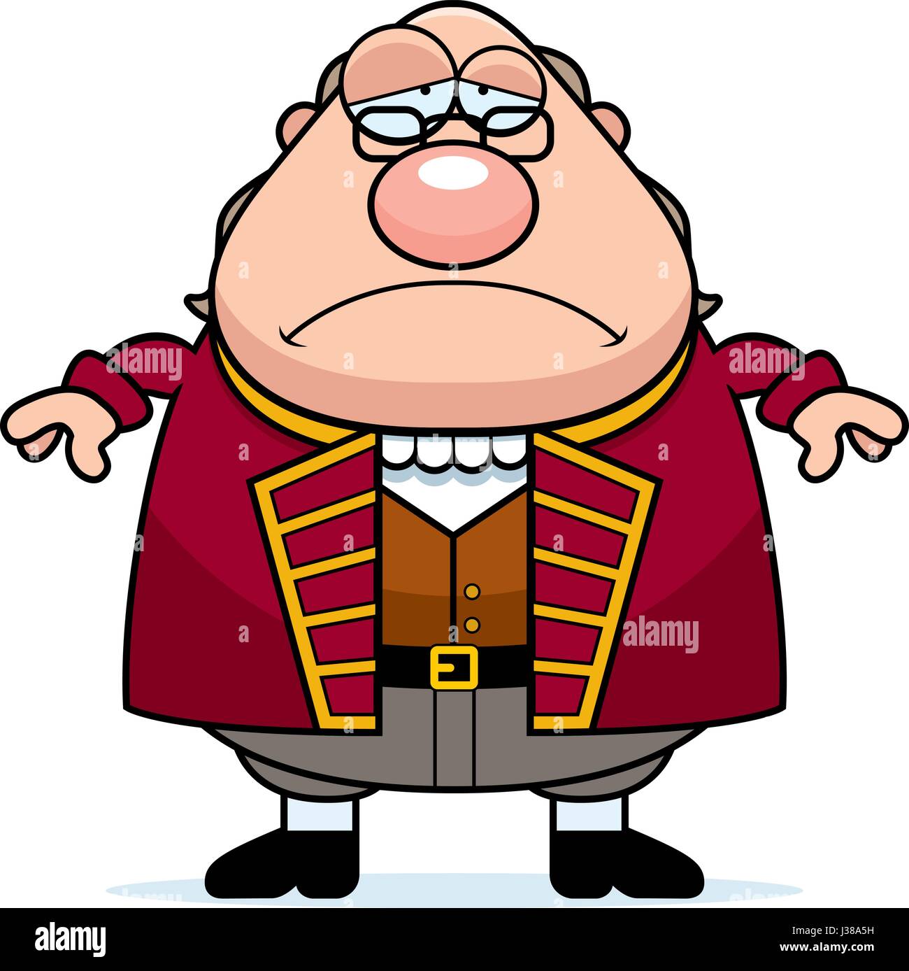 A cartoon illustration of Ben Franklin looking sad Stock Vector Image ...