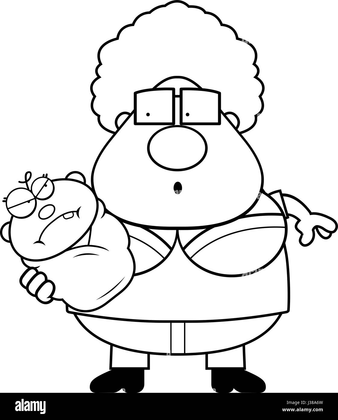 A cartoon illustration of a grandma with an angry baby looking ...