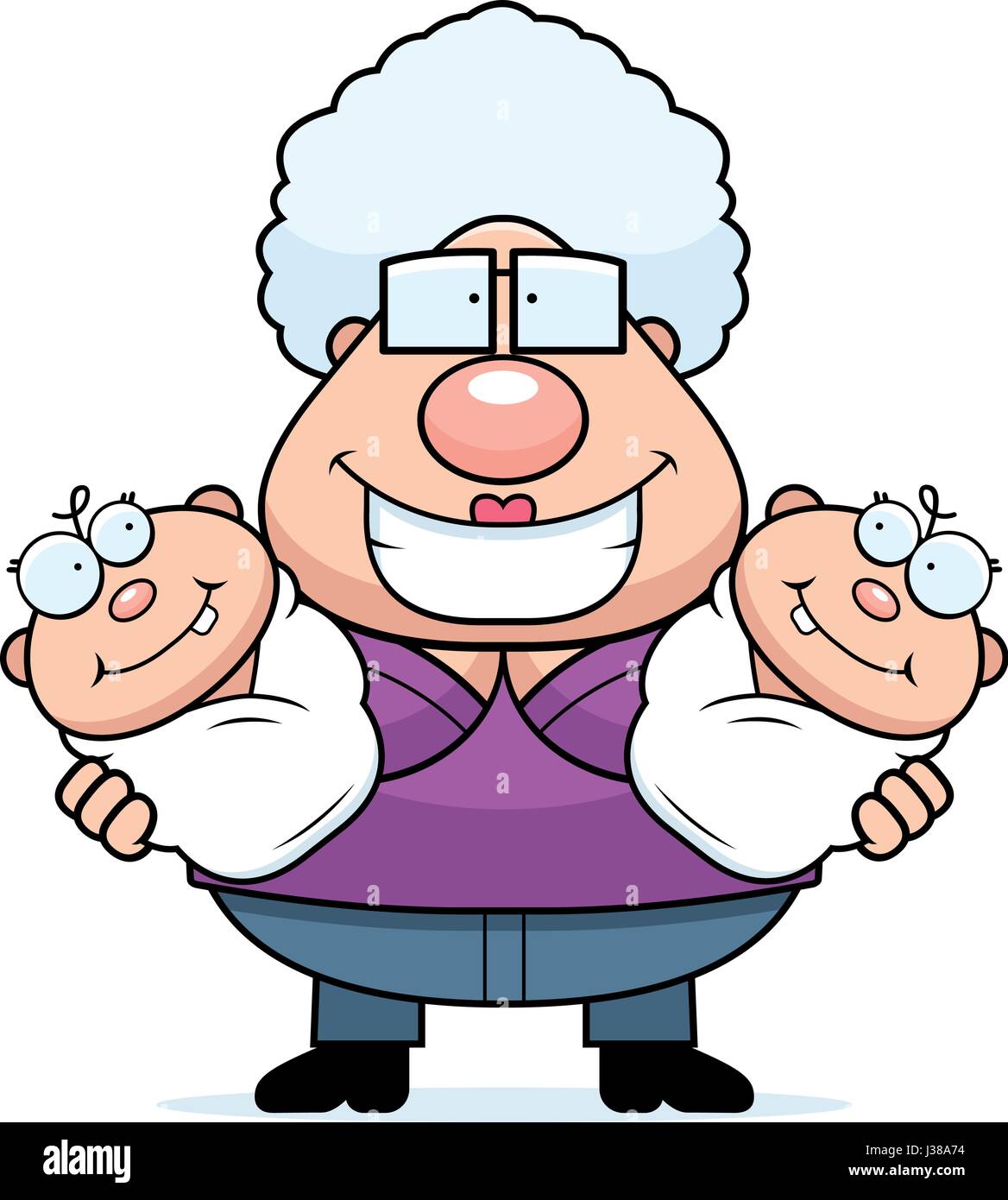 A cartoon illustration of a grandma with twins Stock Vector Image & Art ...