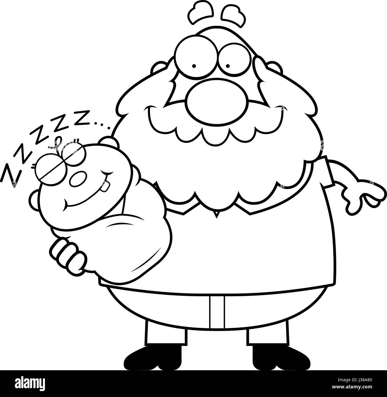 A cartoon illustration of a grandpa with a sleeping baby Stock Vector ...