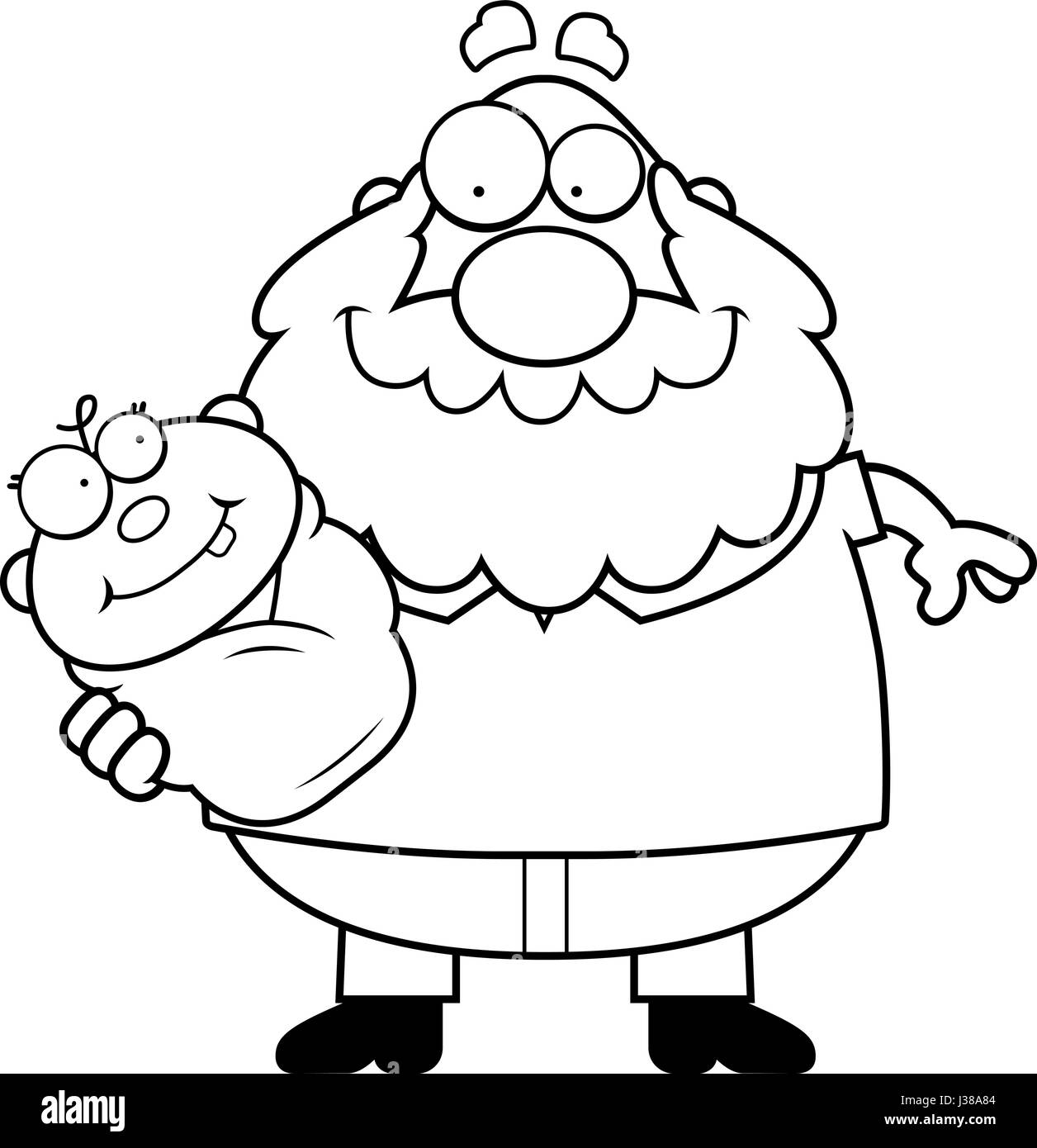 A cartoon illustration of a grandpa holding baby Stock Vector Image ...