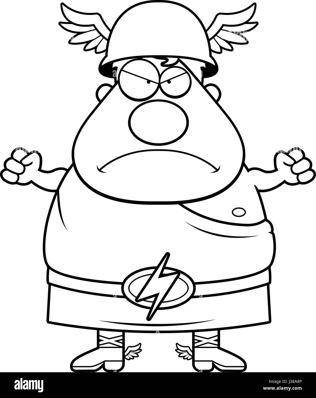 A cartoon illustration of the Greek god Hermes looking angry Stock ...