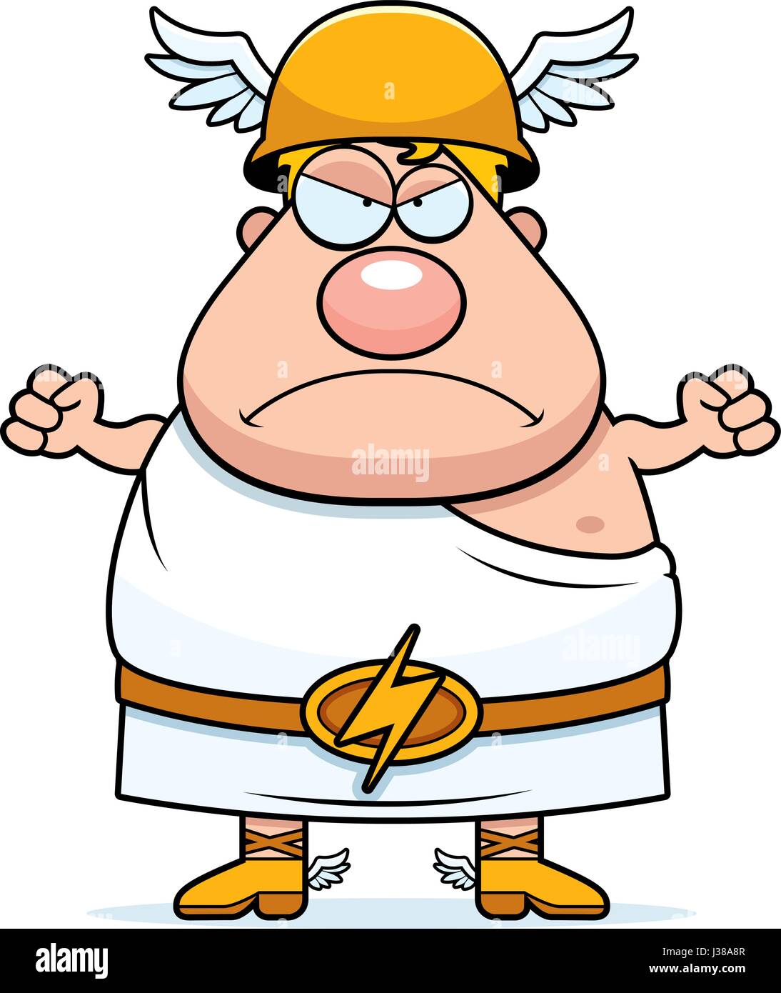 A cartoon illustration of the Greek god Hermes looking angry Stock ...