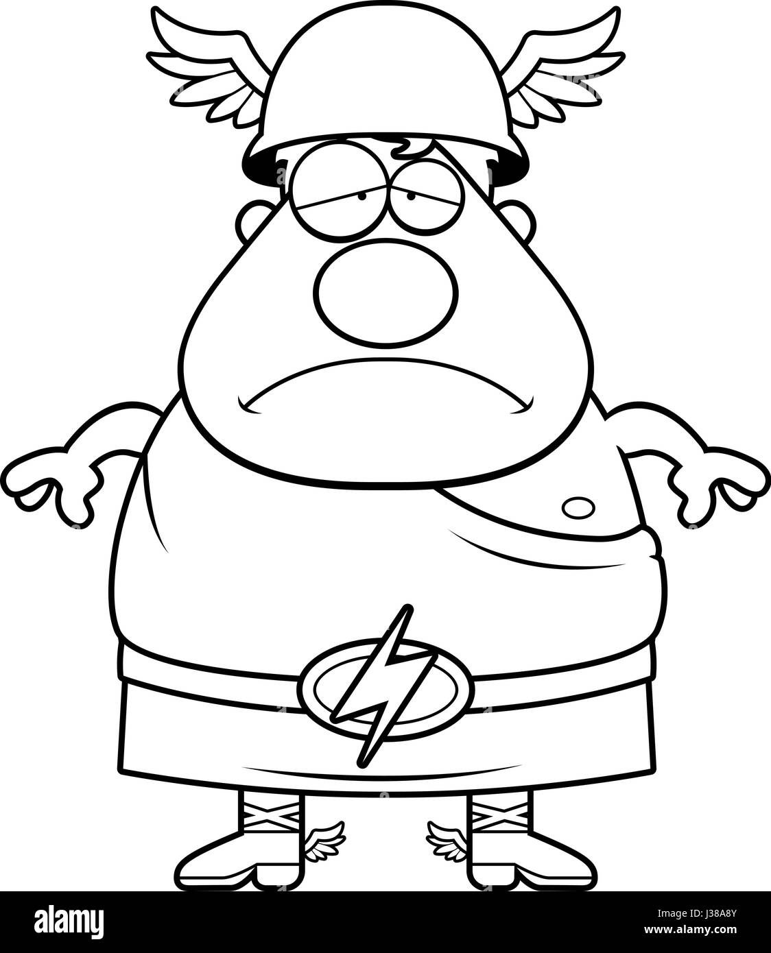 A cartoon illustration of the Greek god Hermes looking sad Stock Vector ...