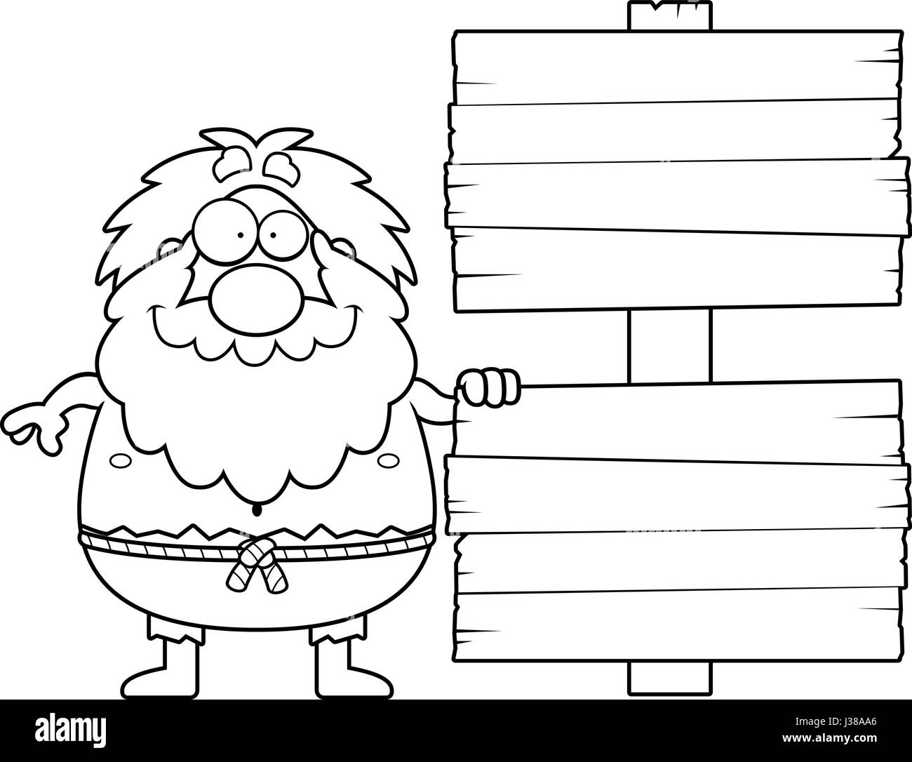 A cartoon illustration of a hermit with a sign Stock Vector Image & Art ...