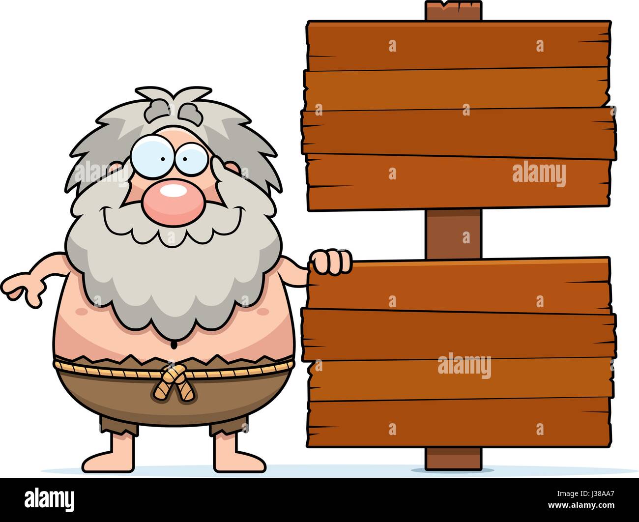 A cartoon illustration of a hermit with a sign Stock Vector Image & Art ...