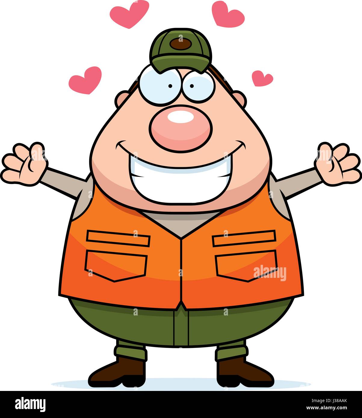 A cartoon illustration of a hunter ready to give a hug Stock Vector ...