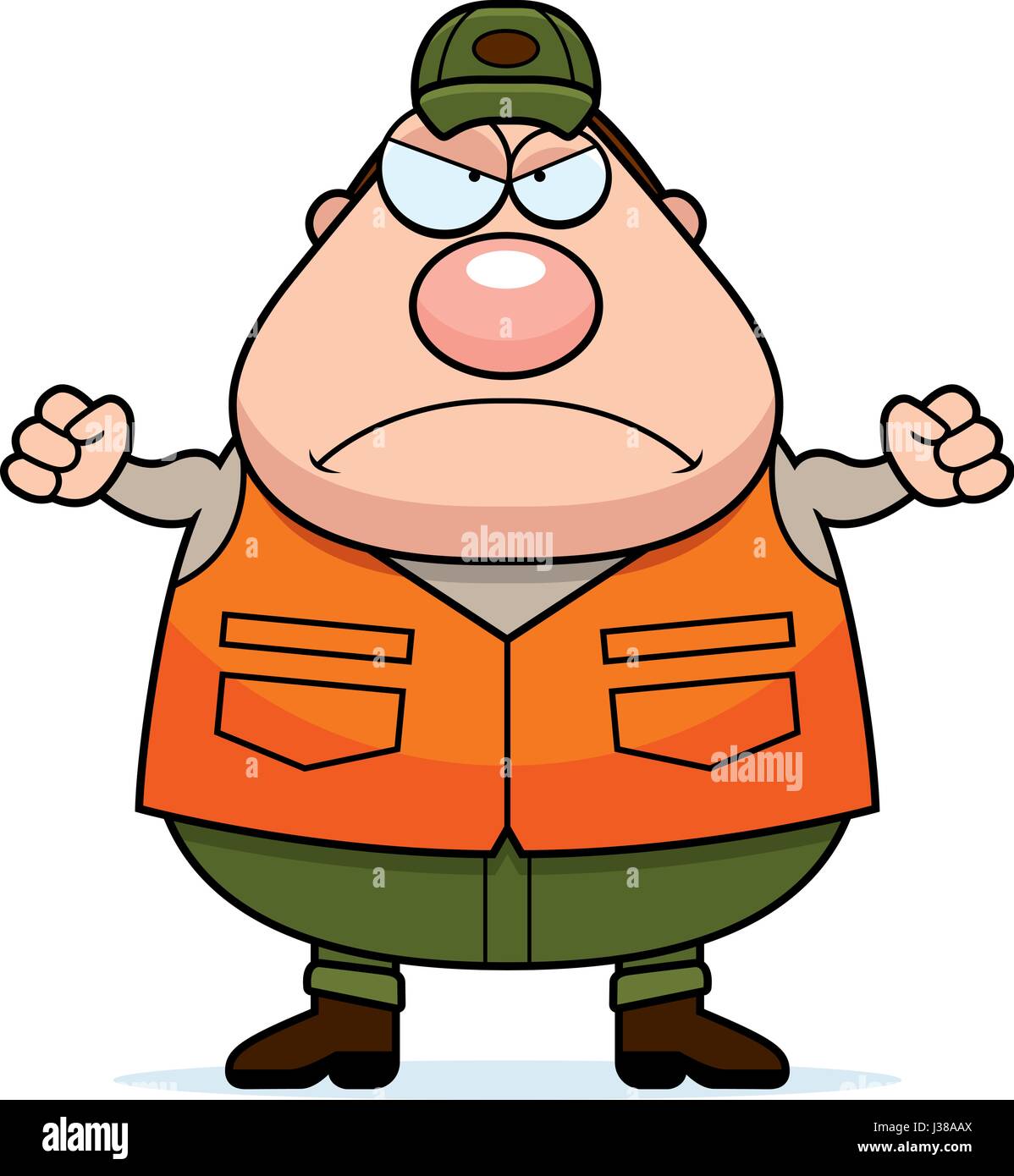 A cartoon illustration of a hunter looking angry Stock Vector Image ...