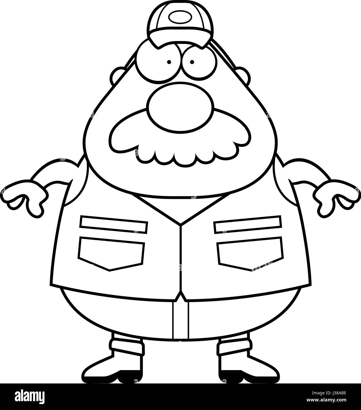 A cartoon illustration of a hunter with a mustache Stock Vector Image ...
