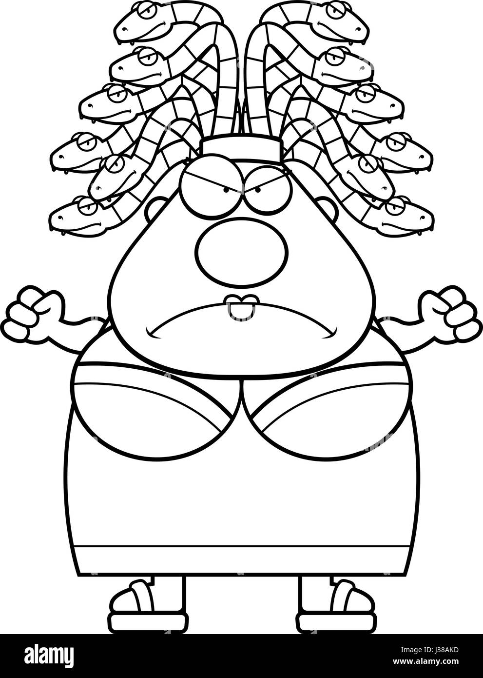 A cartoon illustration of Medusa looking angry Stock Vector Image & Art ...
