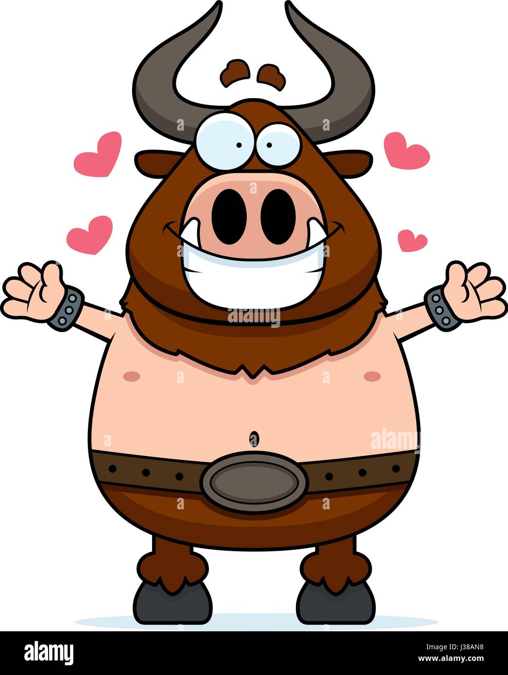 A cartoon illustration of a minotaur ready to give a hug Stock Vector ...