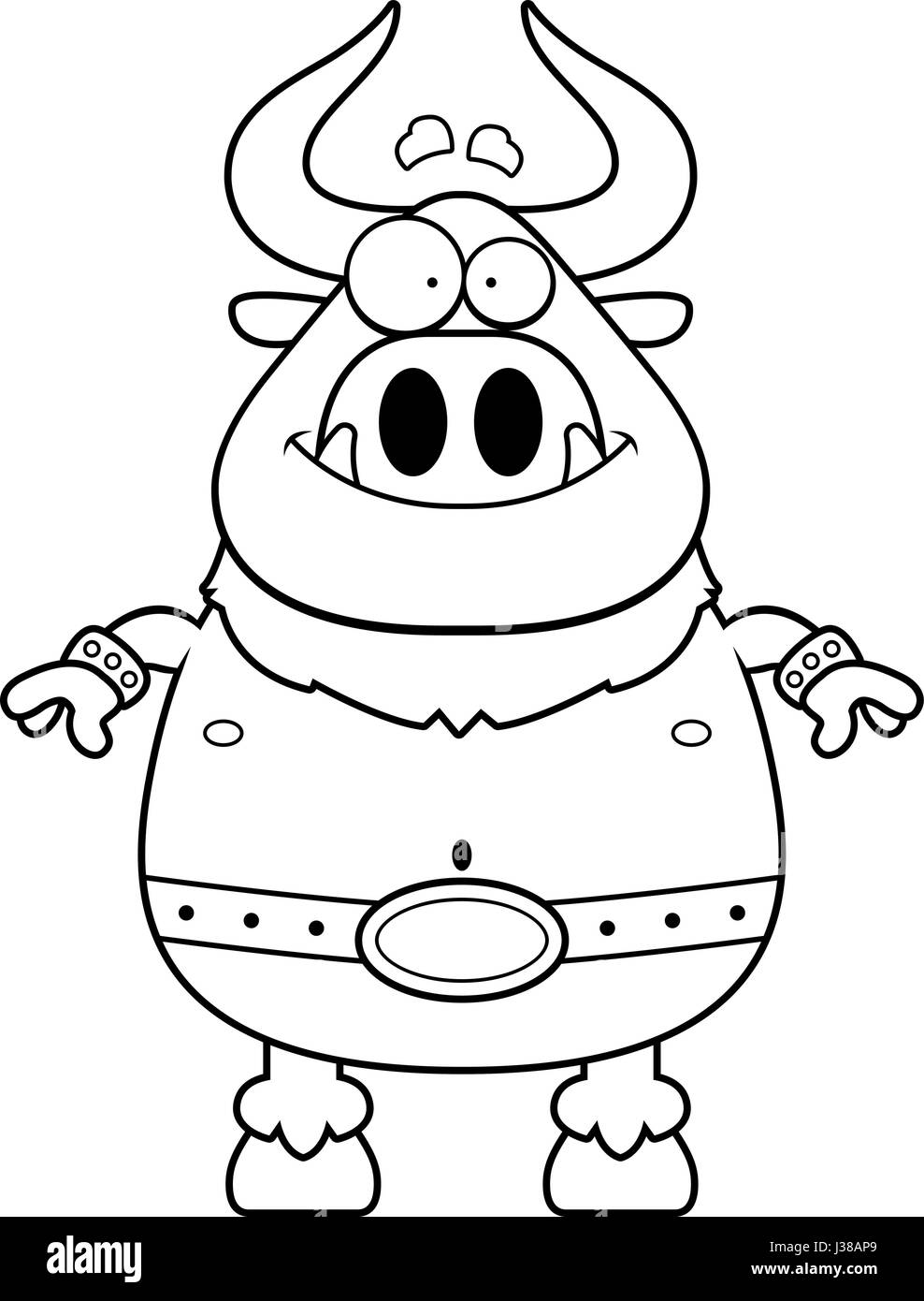 A cartoon illustration of a minotaur looking happy Stock Vector Image ...