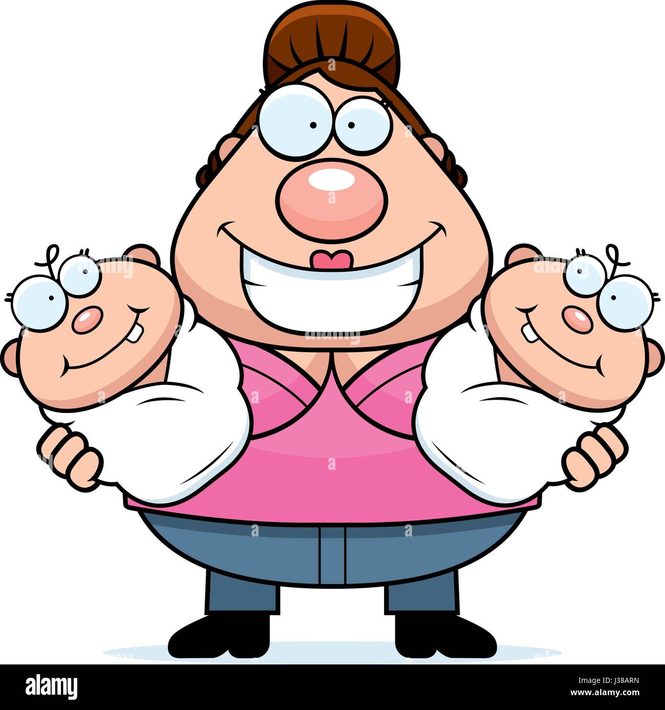 A cartoon illustration of a mom with twins Stock Vector Image & Art - Alamy