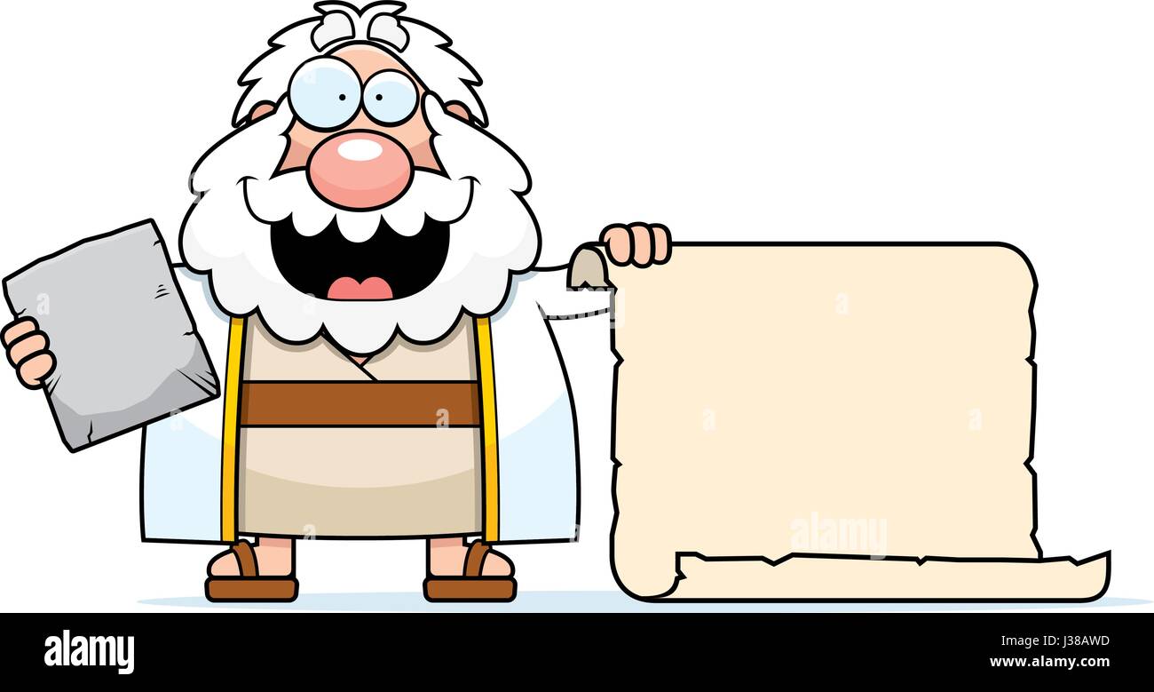 A cartoon illustration of Moses with a scroll Stock Vector Image & Art ...