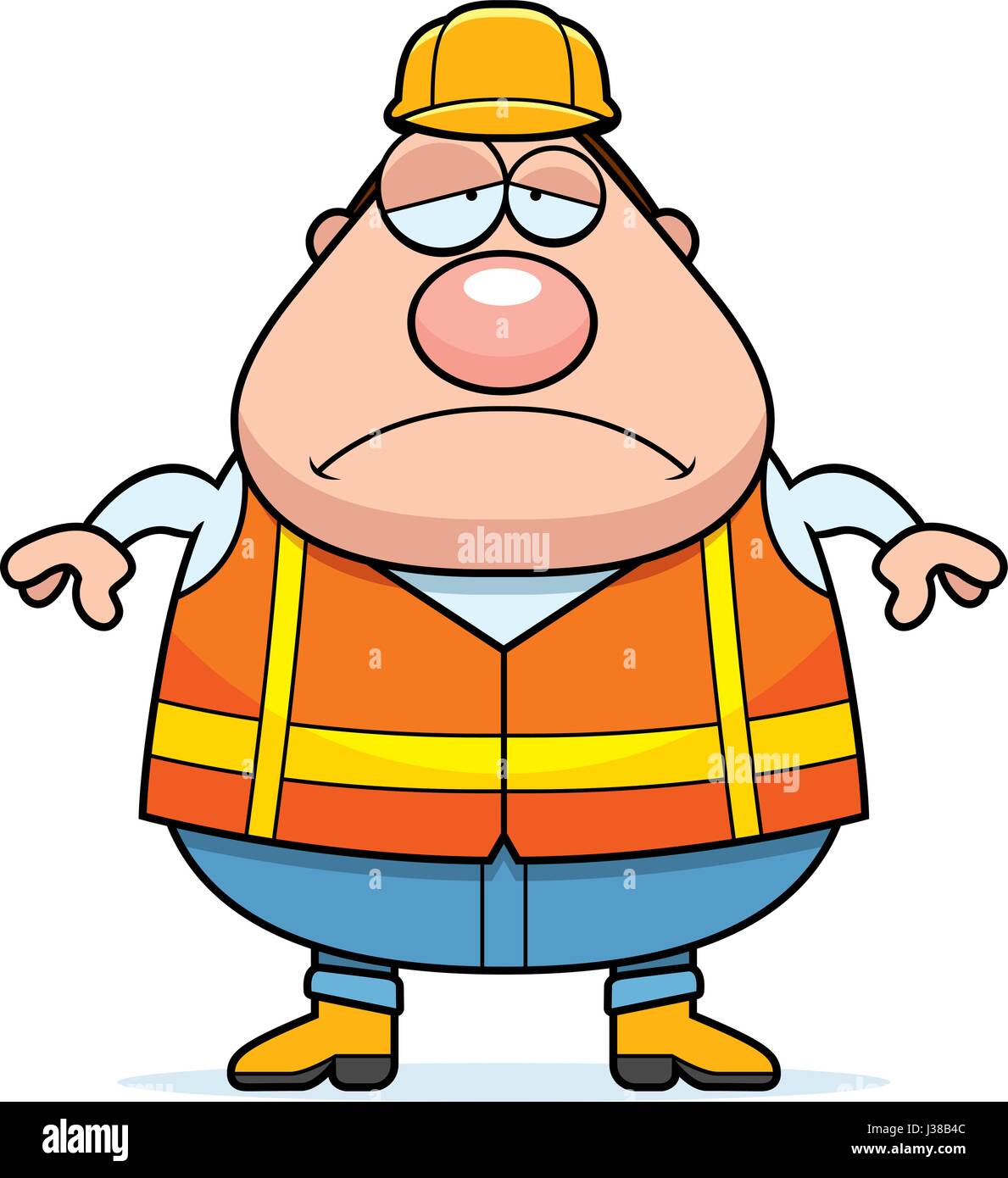 A cartoon illustration of a road worker looking sad Stock Vector Image ...