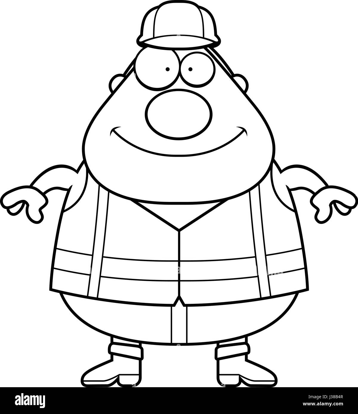 A cartoon illustration of a road worker looking happy Stock Vector ...