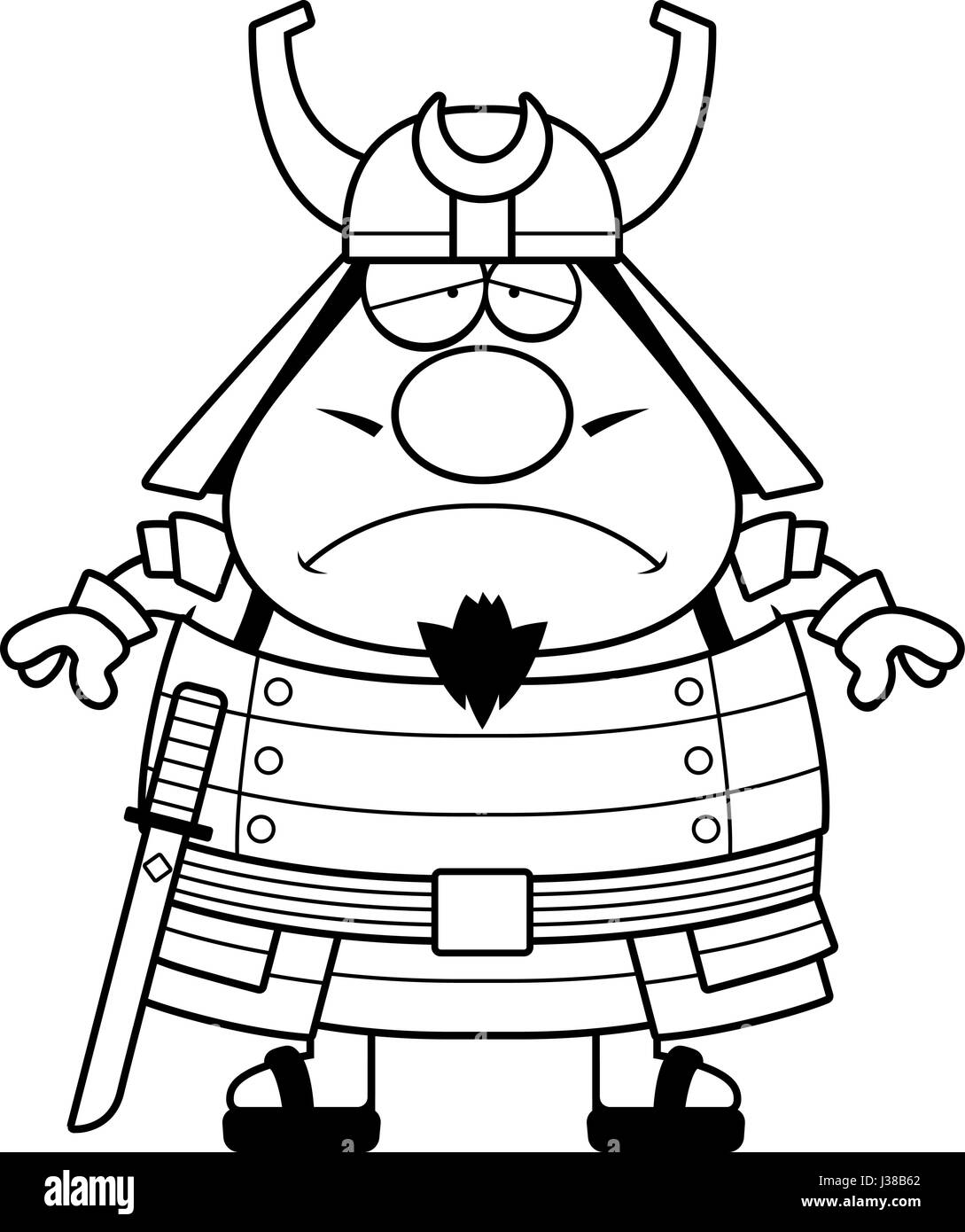 A cartoon illustration of a samurai looking sad Stock Vector Image ...