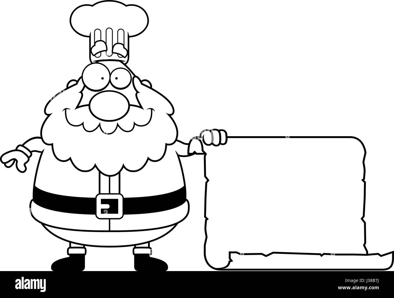 A cartoon illustration of a Santa Claus chef with a sign Stock Vector ...