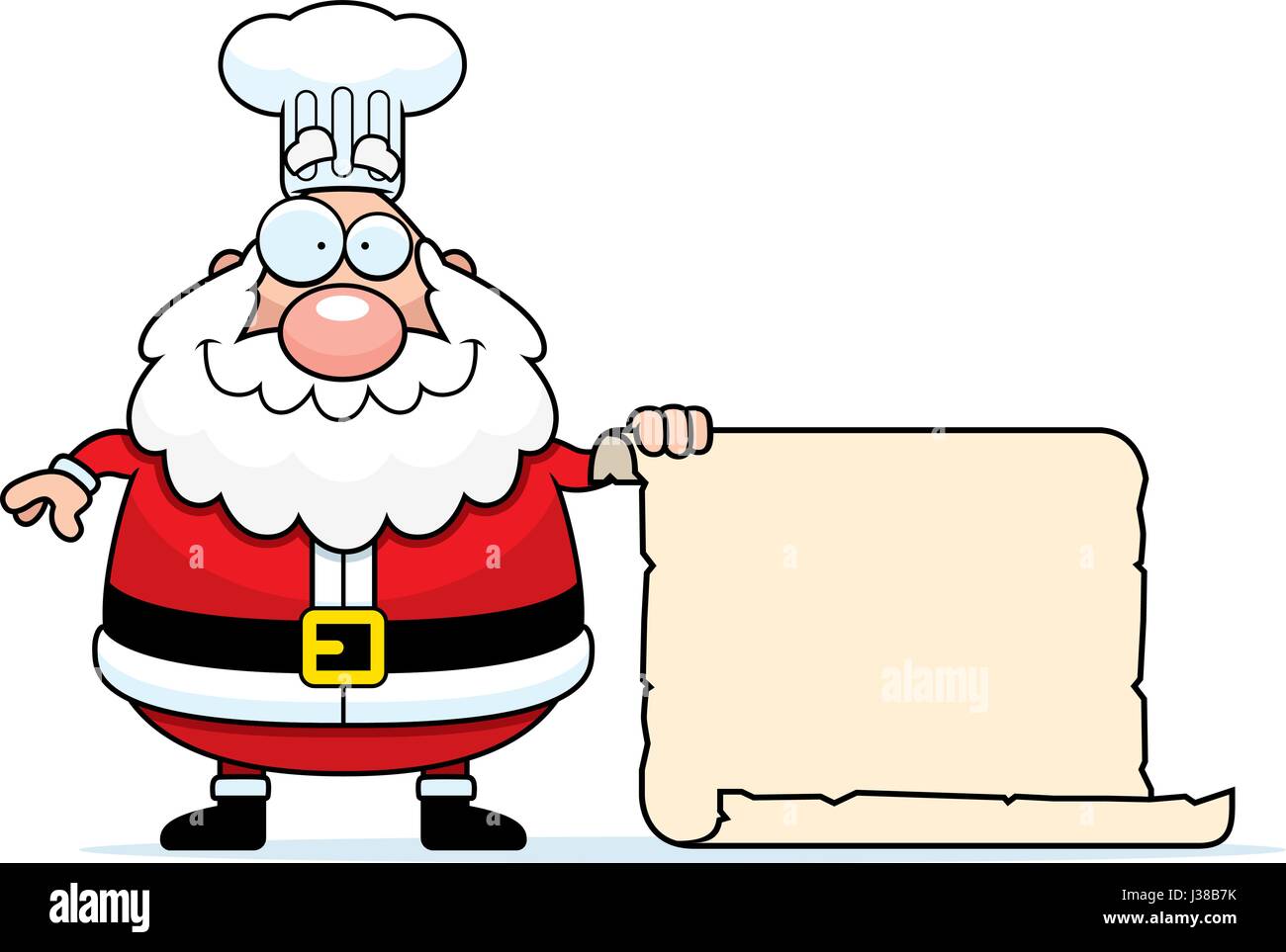 A cartoon illustration of a Santa Claus chef with a sign Stock Vector ...